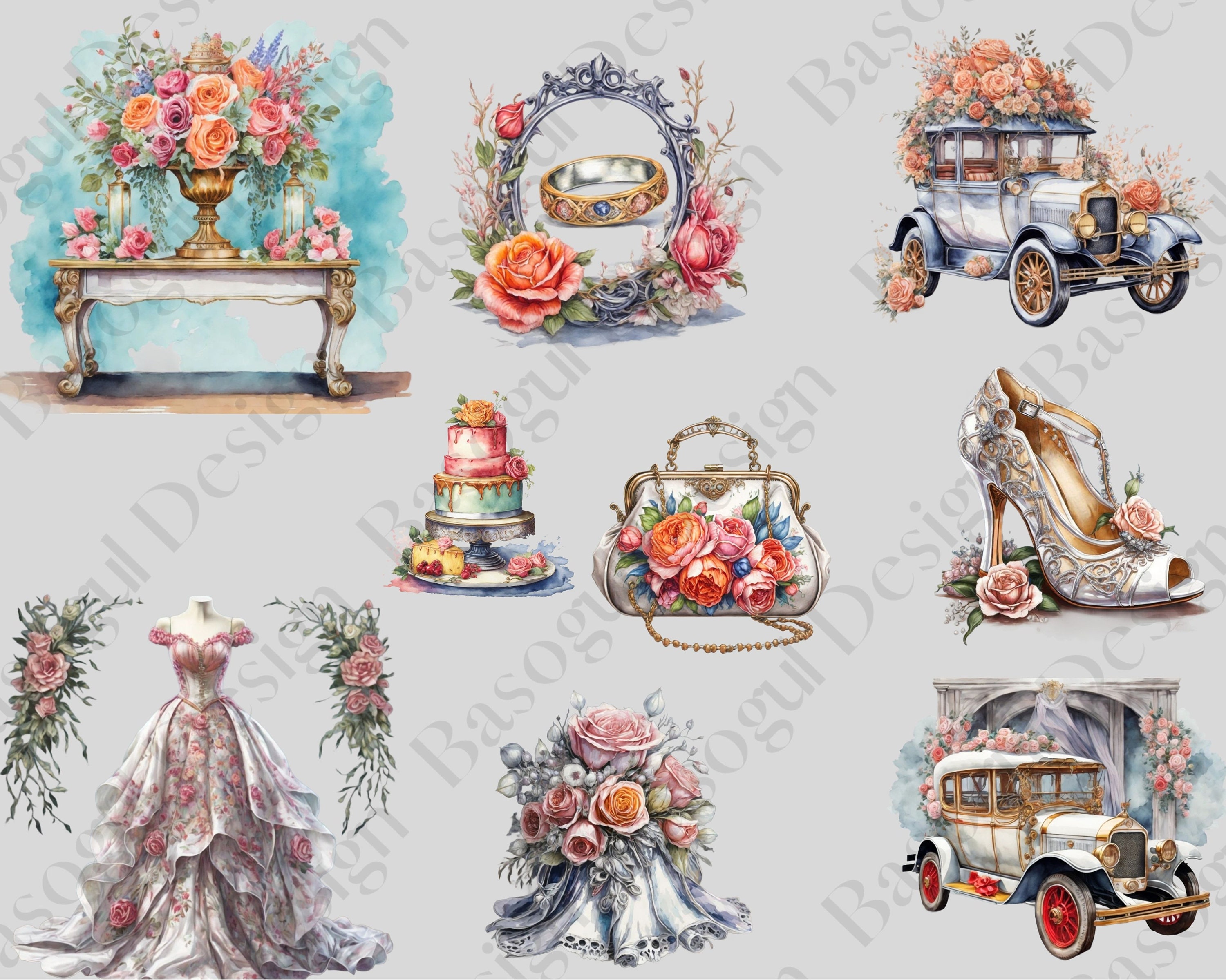 Vintage Wedding Clipart: watercolor WEDDING Clipart Wedding Clipart ...