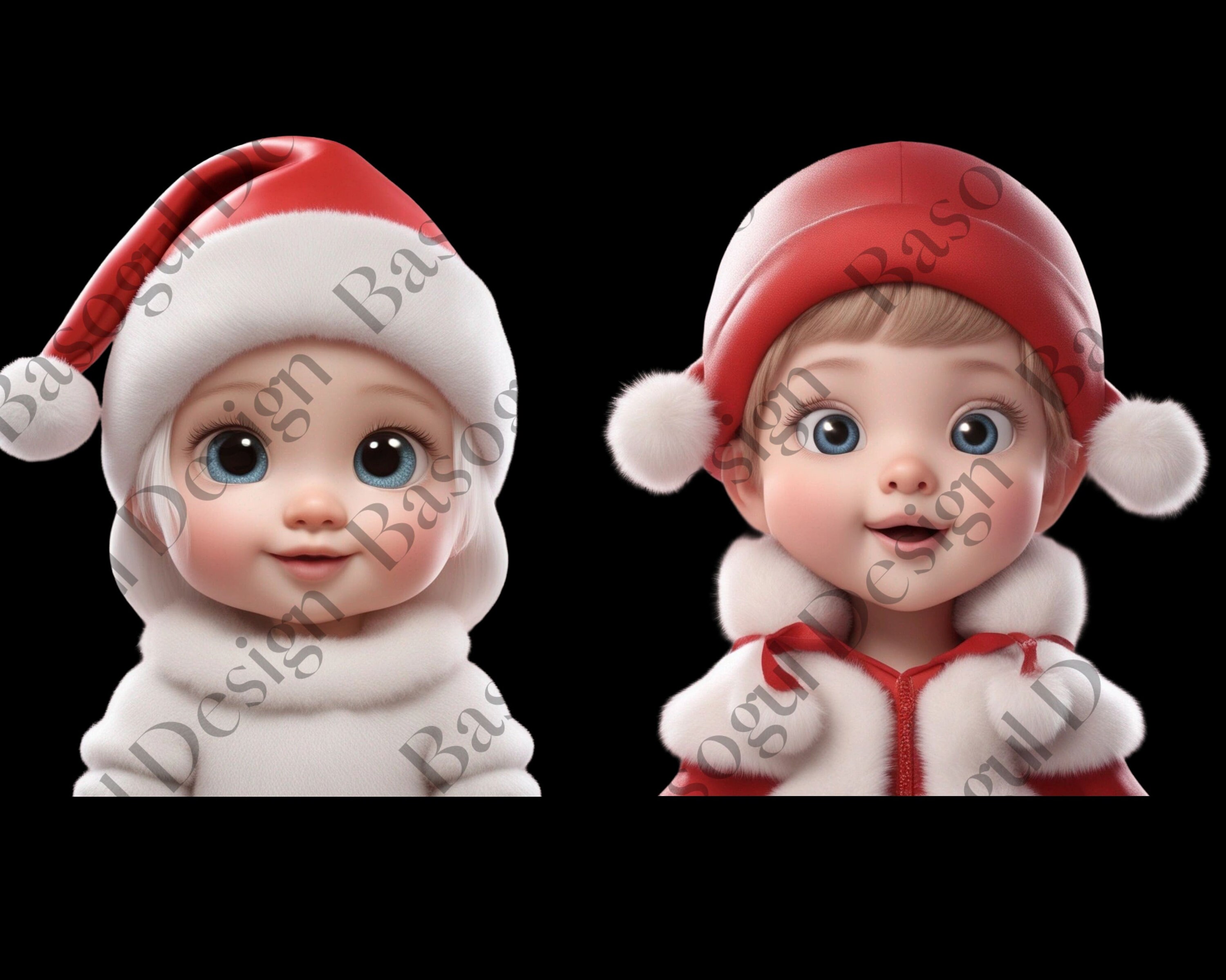 Chibi Baby Santa Clipart Png: baby SANTA Clipart 3d Little Girl Boy ...