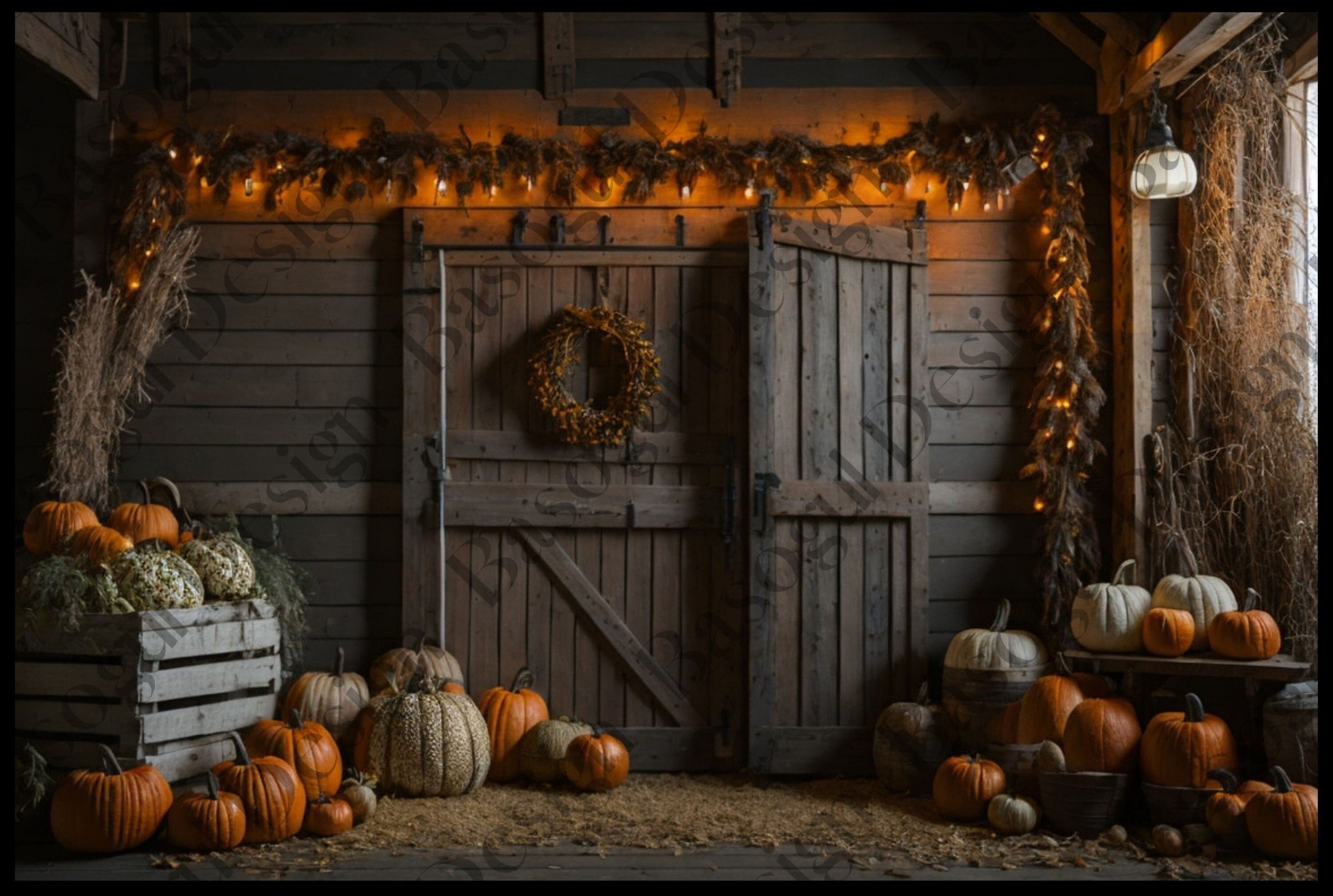 Rustic Barn Autumn Digital Backdrop Photography Background Door Hay ...