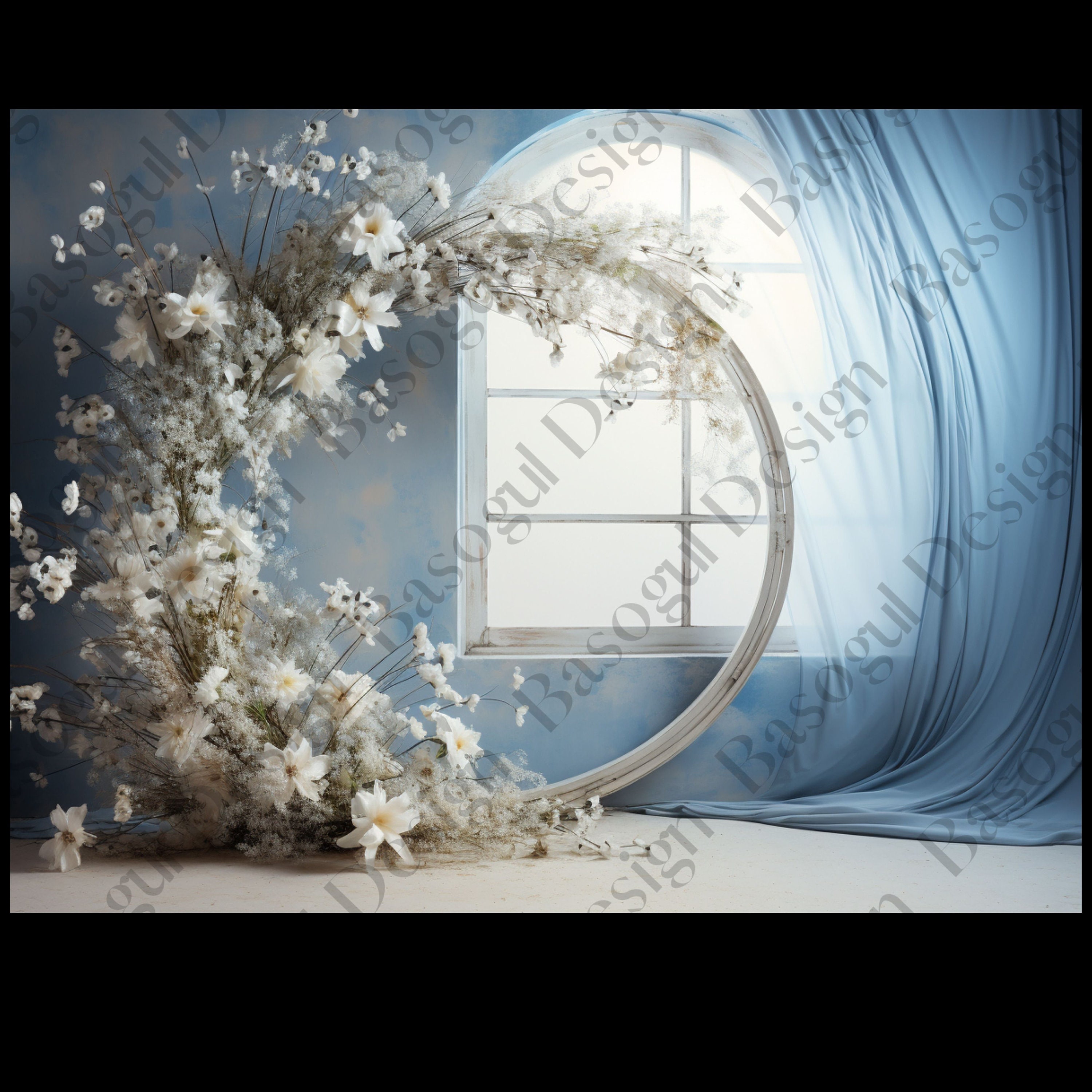 Blue White Maternity Digital Backdrop Photography Background Wedding ...