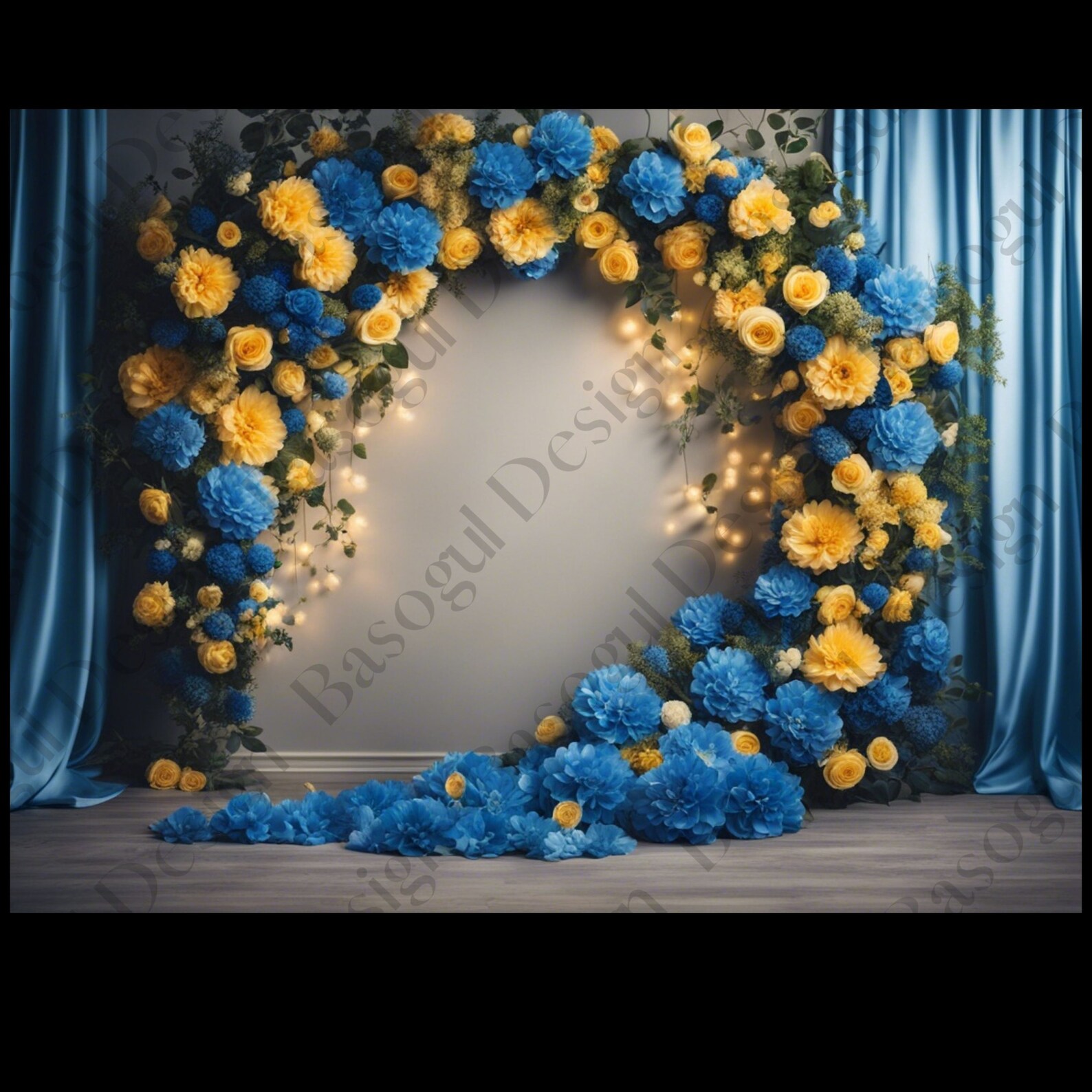 Blue Yellow Maternity Digital Backdrop Photography Background Wedding ...