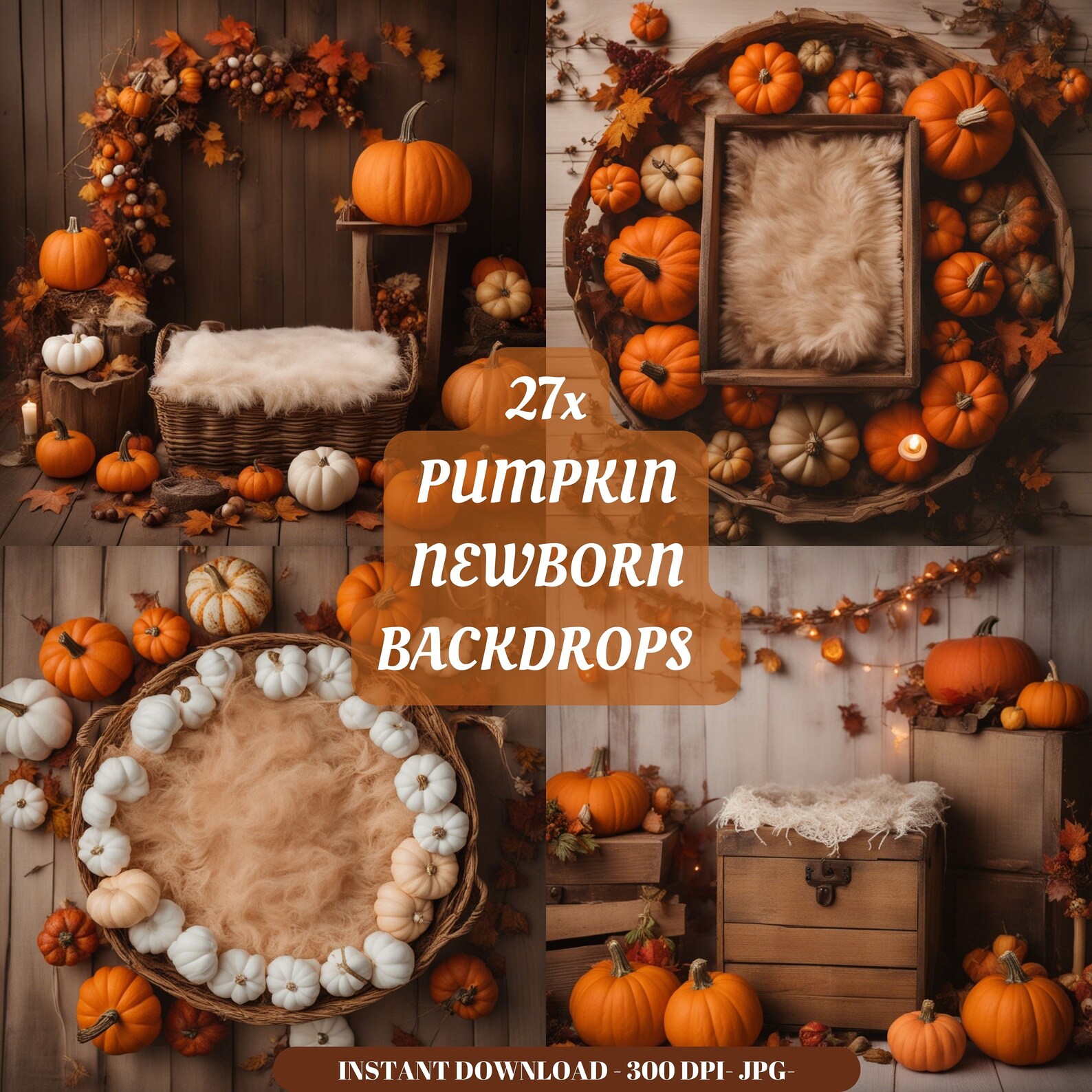 Pumpkin Newborn Digital Backdrop: autumn NEWBORN Backdrop Baby Boy Girl ...