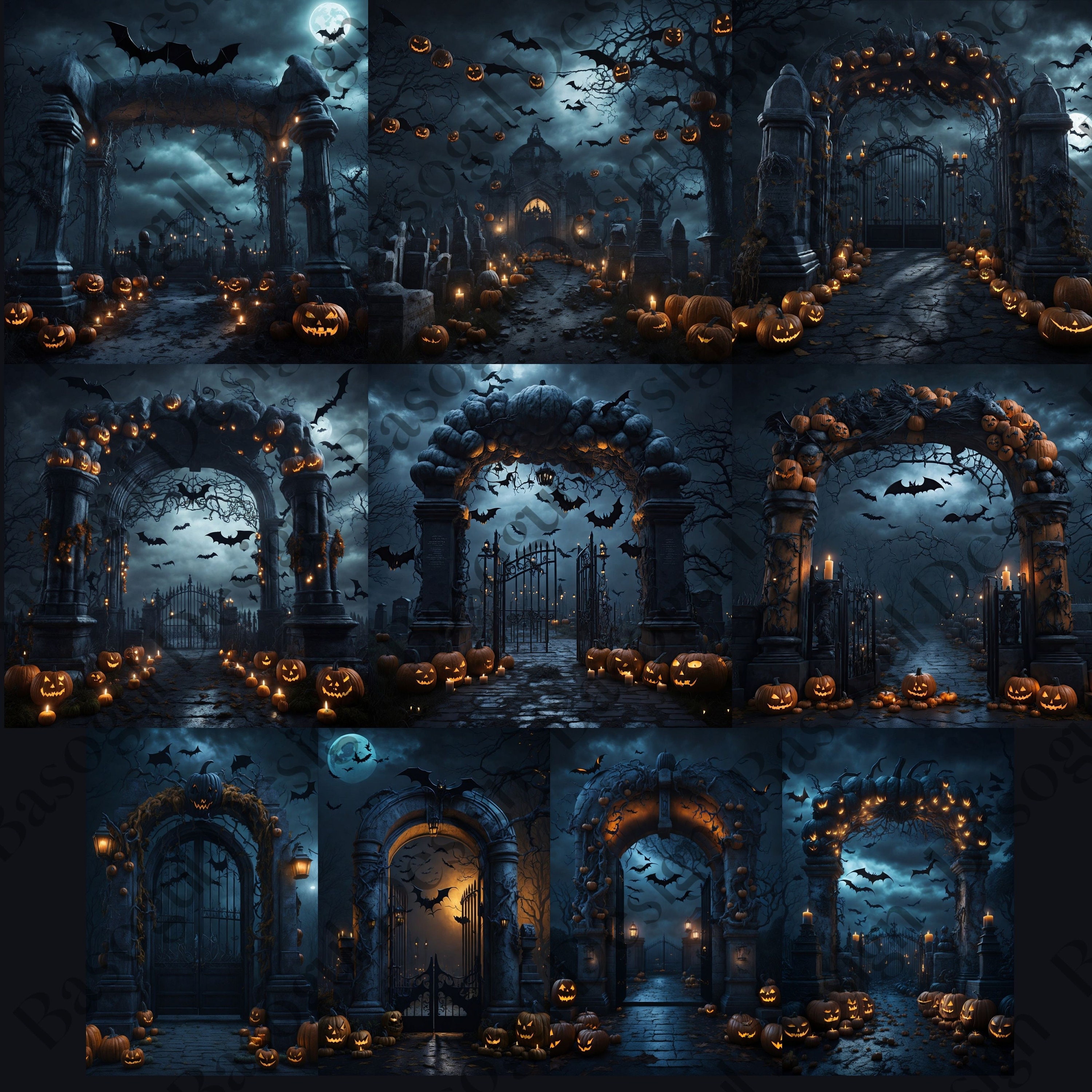 Halloween Backdrop Cemetery: halloween DIGITAL - Etsy