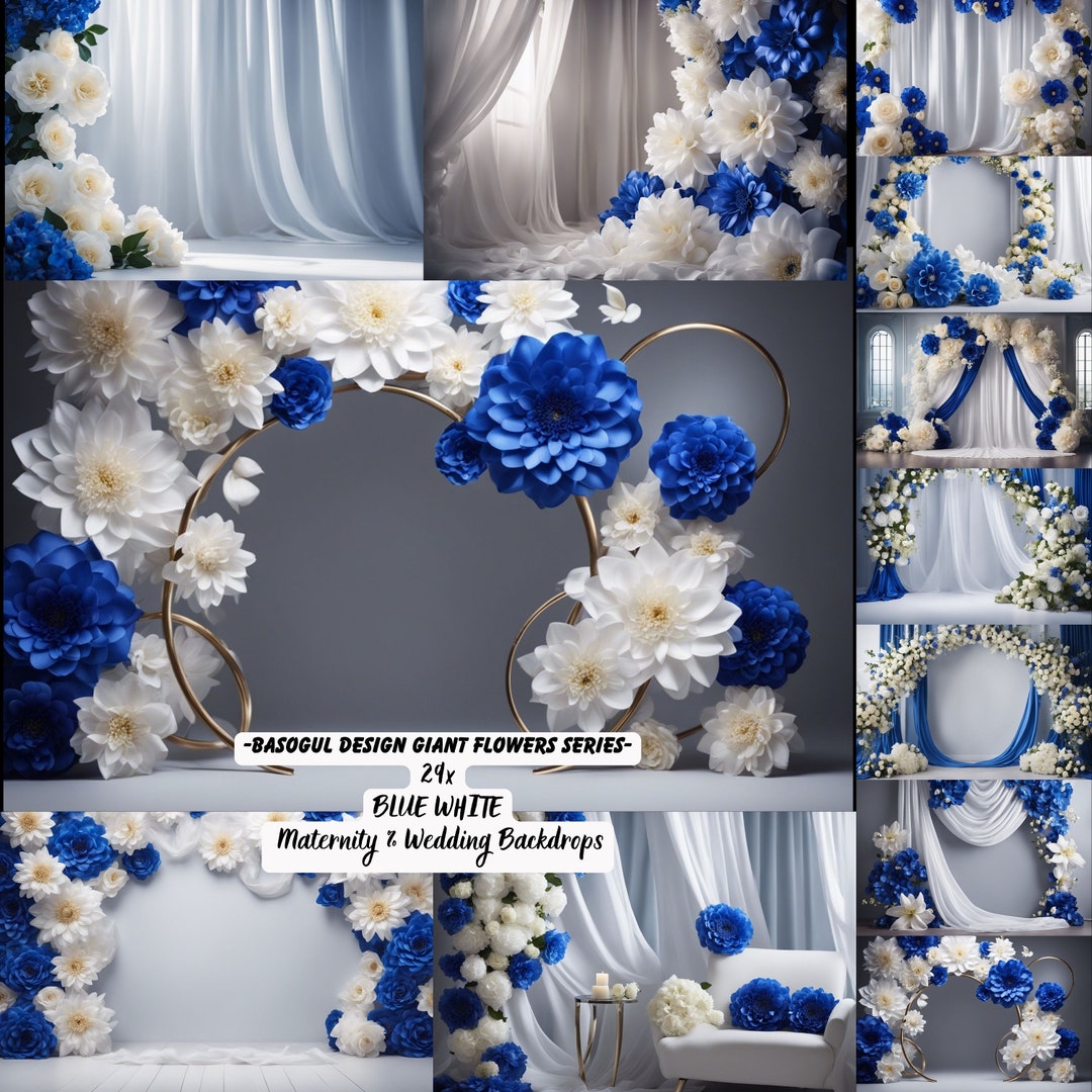 Blue White Maternity Digital Backdrop Photography Background Wedding ...