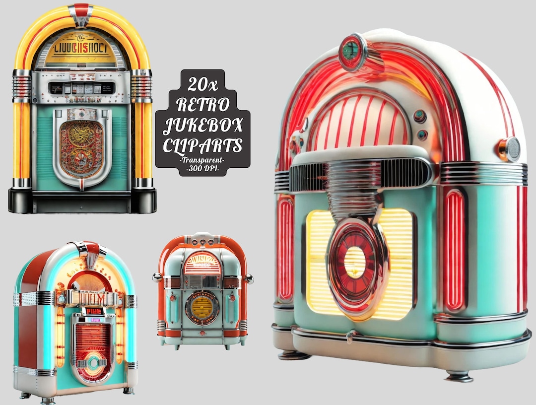 Retro Jukebox Clipart Png 3d Vintage Music Box Clipart Bundle ...
