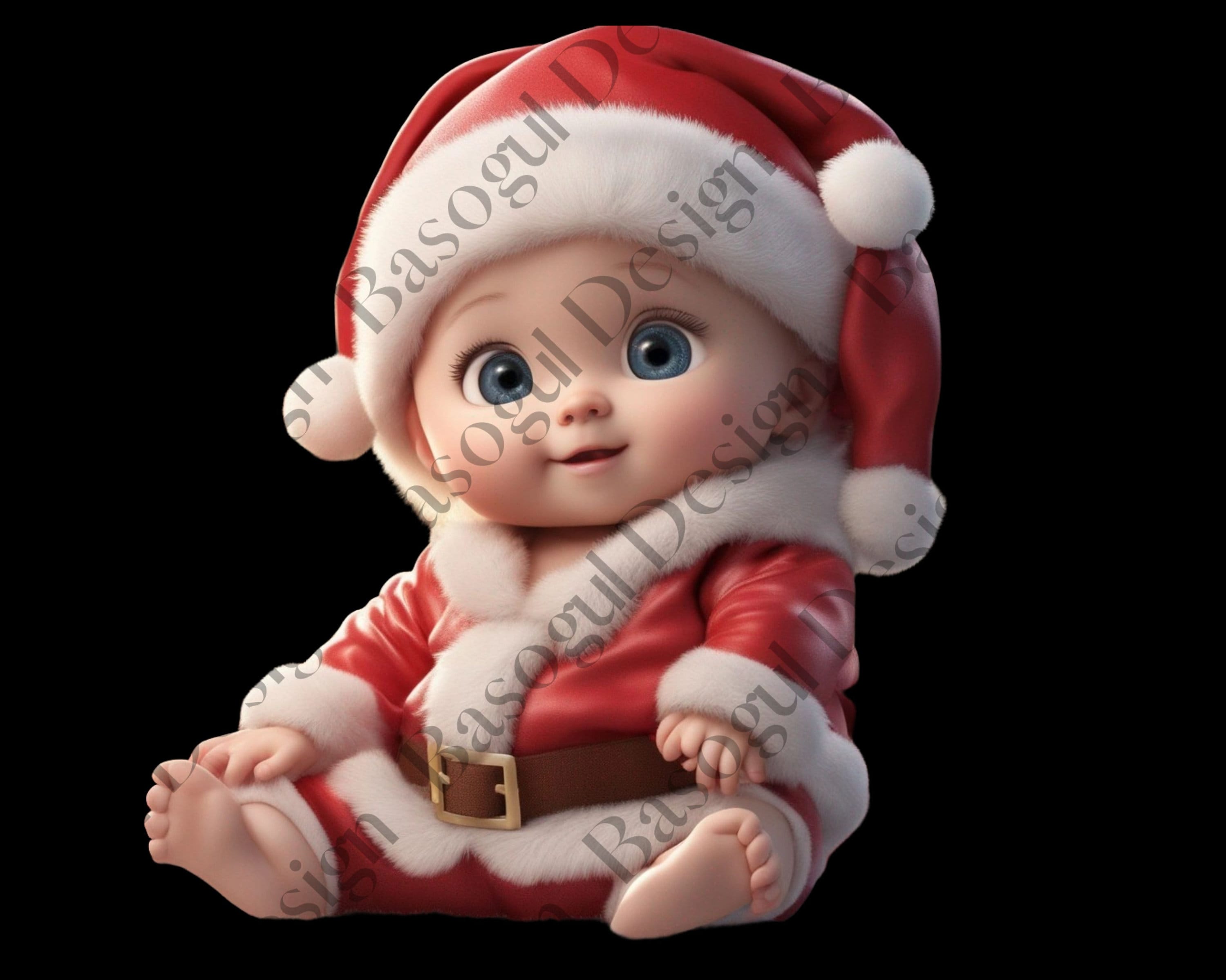 Chibi Baby Santa Clipart Png: baby SANTA Clipart 3d Little Girl Boy ...
