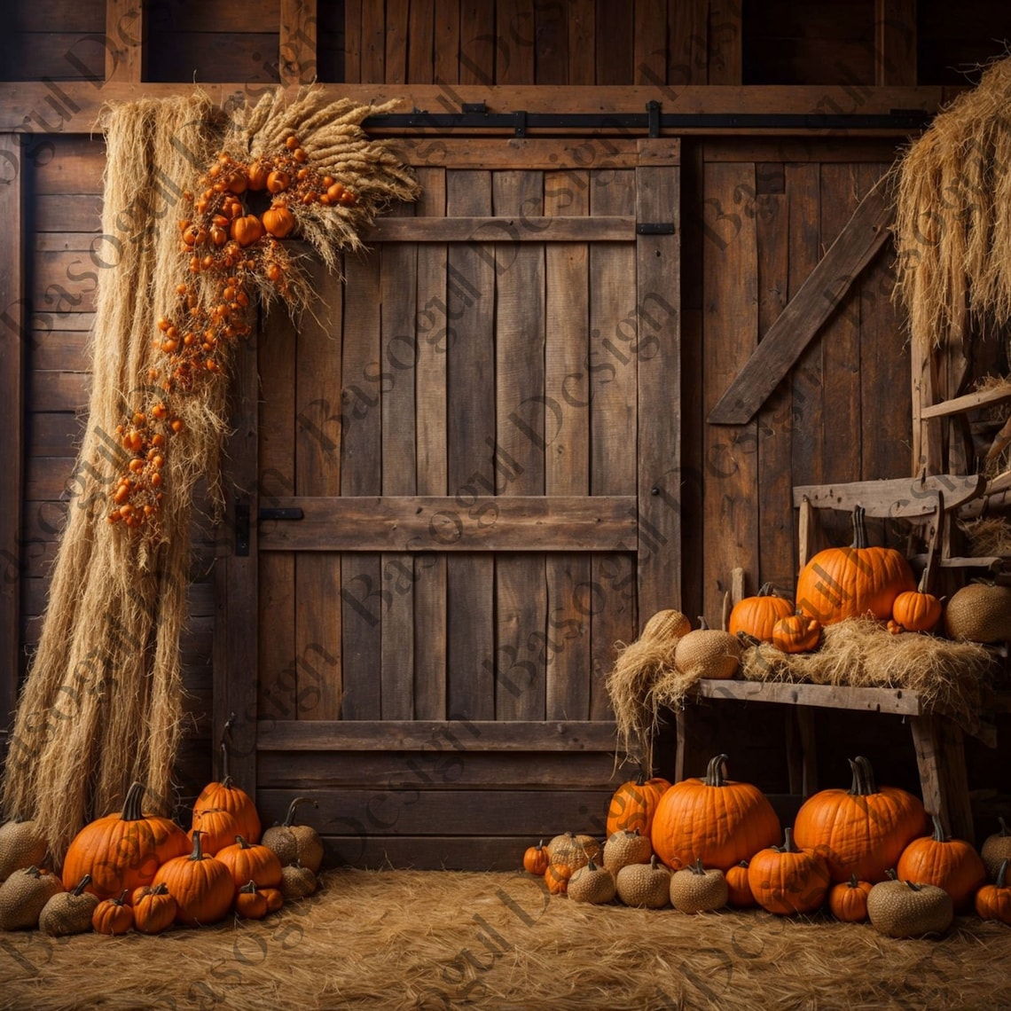 Rustic Barn Autumn Digital Backdrop Photography Background - Etsy