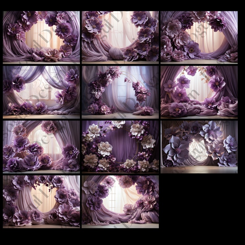 Purple Flowers Maternity Digital Backdrop Photography Background ...