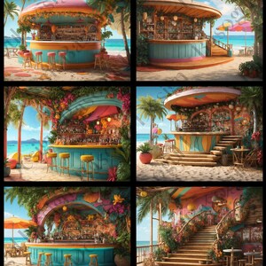 Tropical Beach Bar Digital Backdrop Summer Colorful Holiday Props ...