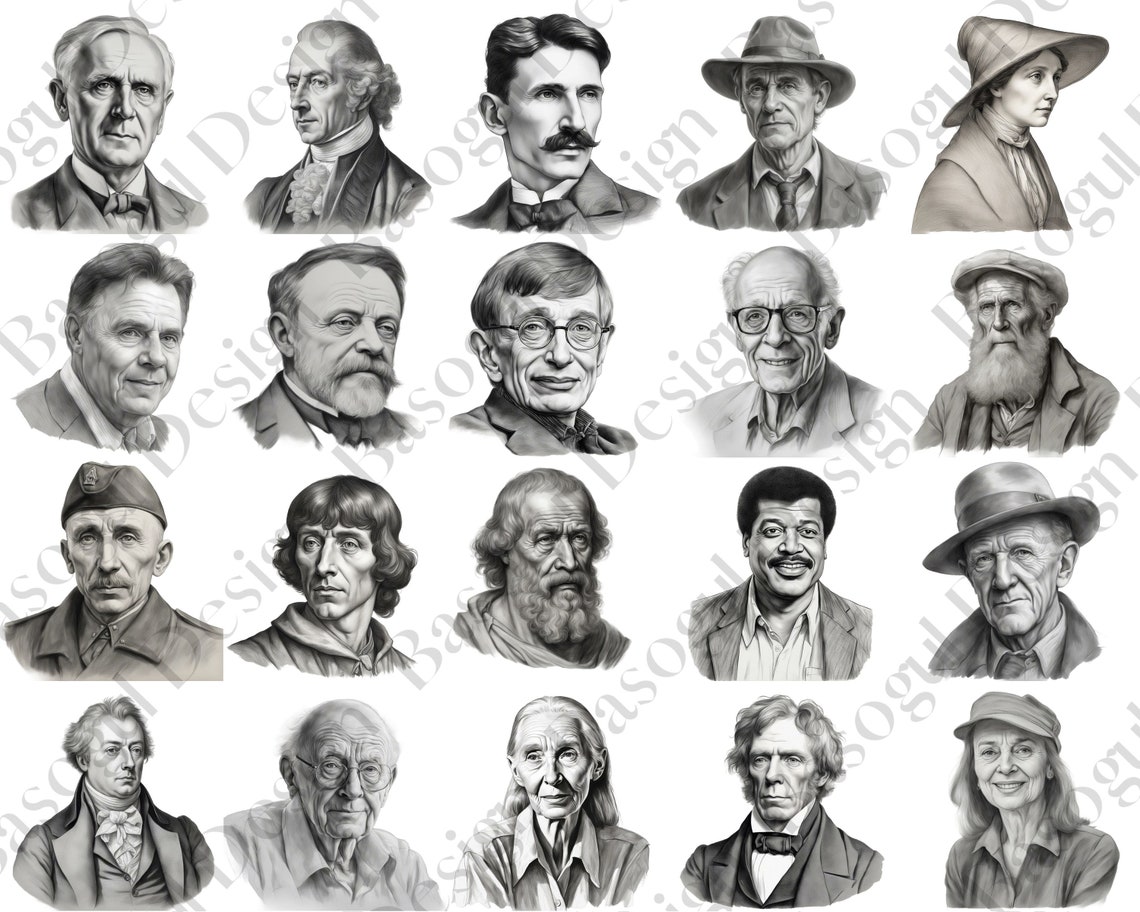 Famous Scientists Clipart Png Educational Clipart Black White ...
