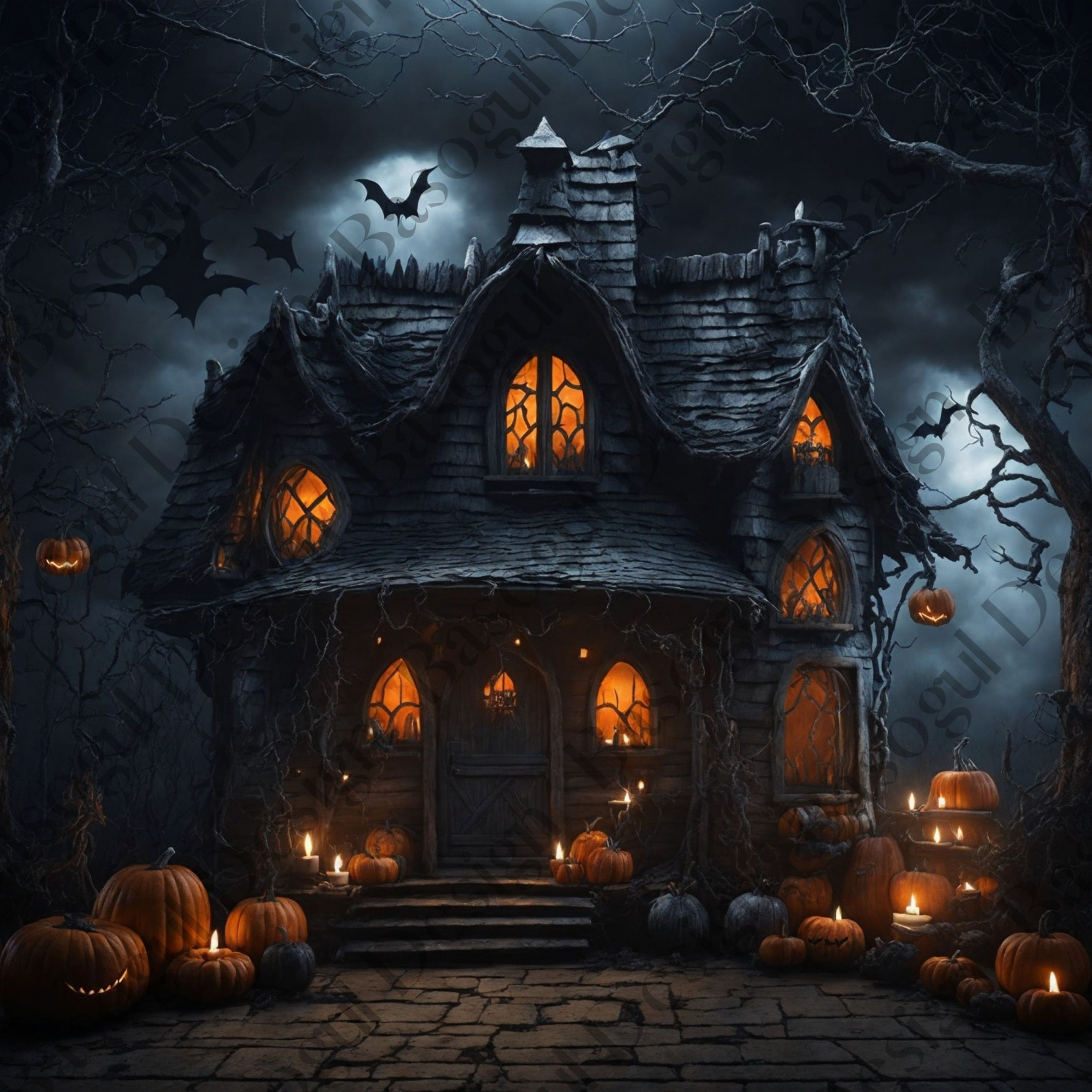 Halloween Backdrop Witch Cottage: "halloween DIGITAL Backdrop" Witch ...