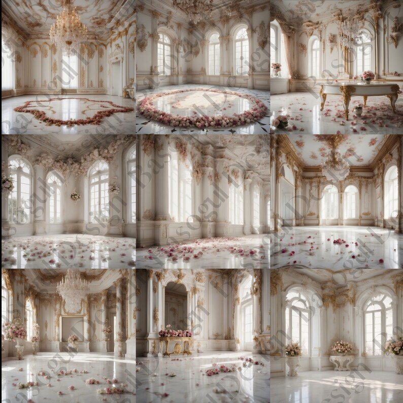 Palace Wedding Digital Backdrop Maternity Royal Palace Floral Marble ...