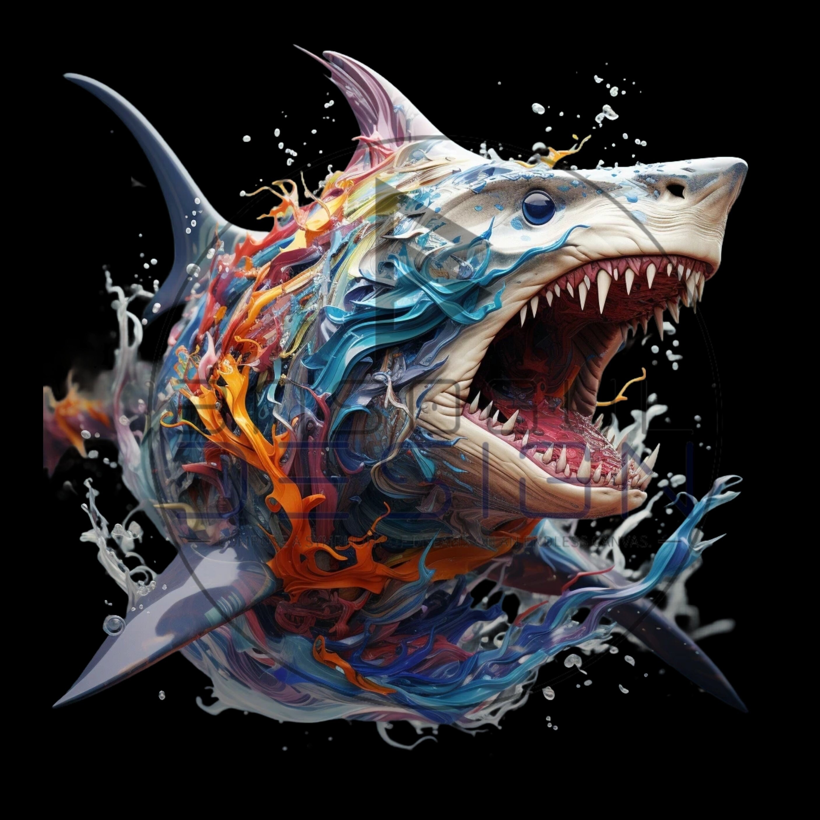 Shark Clipart Png Colorful Shark Clipart Printable Shark for - Etsy