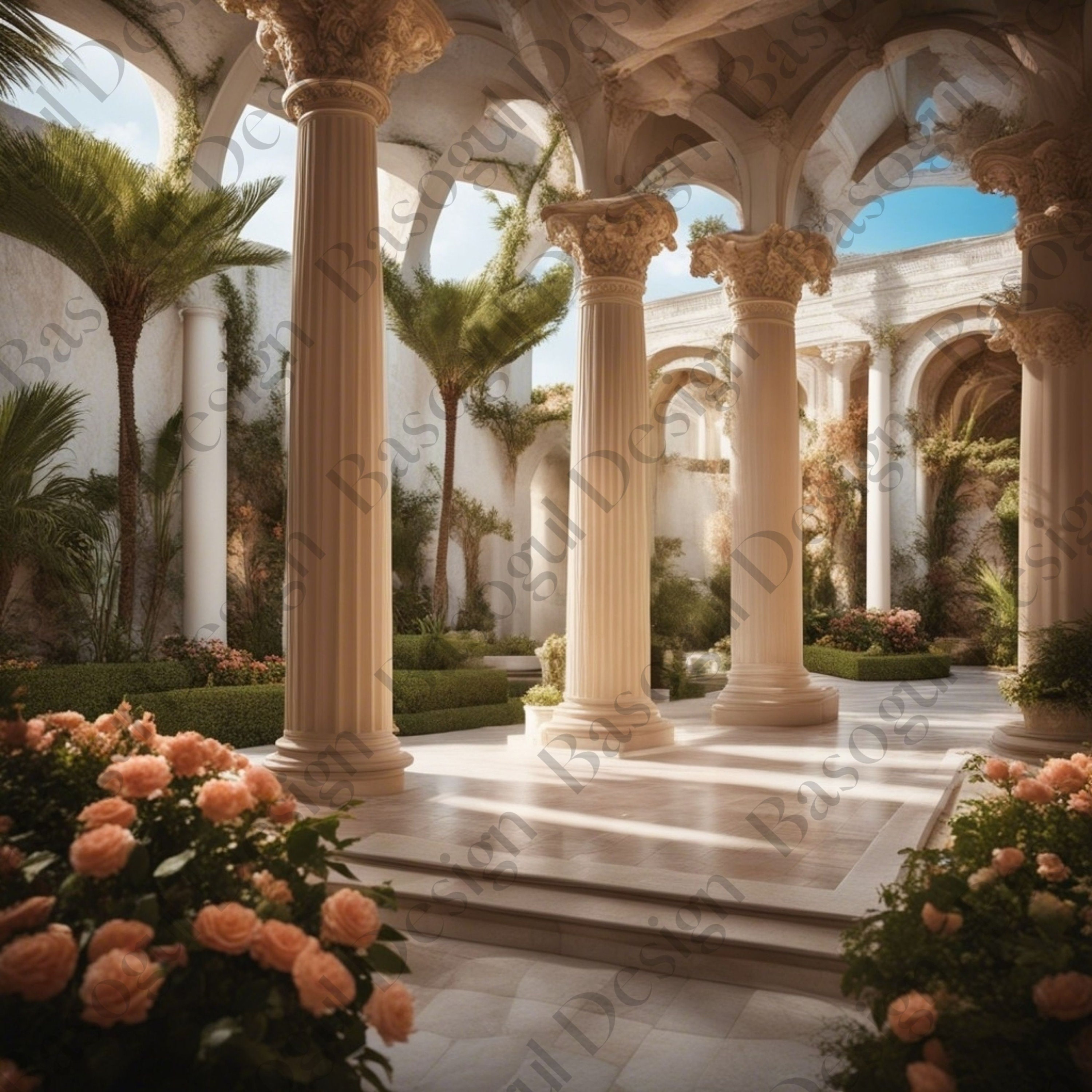 Temple Columns Wedding Digital Backdrop Photography Background Wedding ...