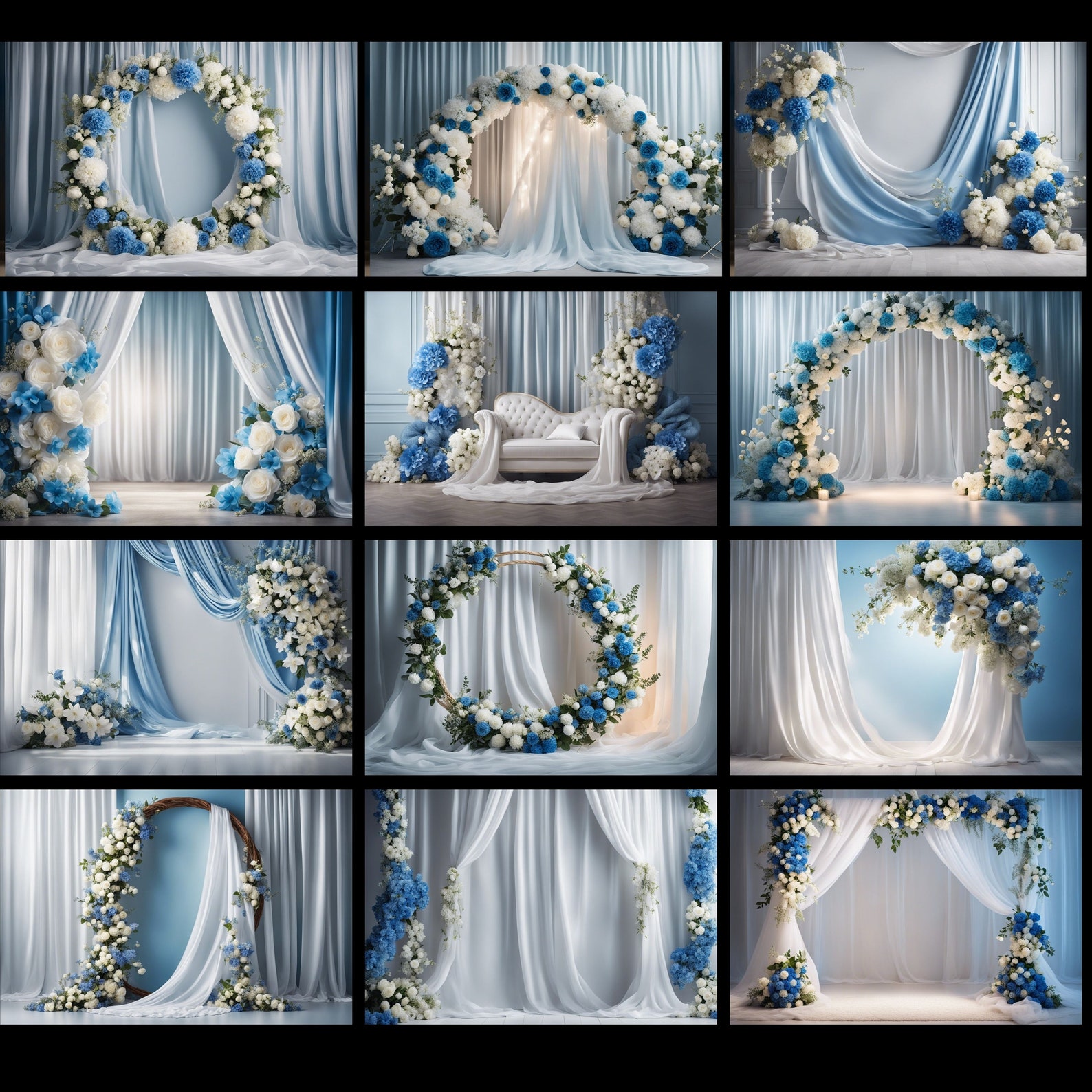 Blue White Maternity Digital Backdrop Photography Background Wedding ...