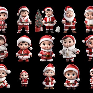 Chibi Baby Santa Clipart Png: "baby SANTA Clipart" 3d Little Girl Boy ...