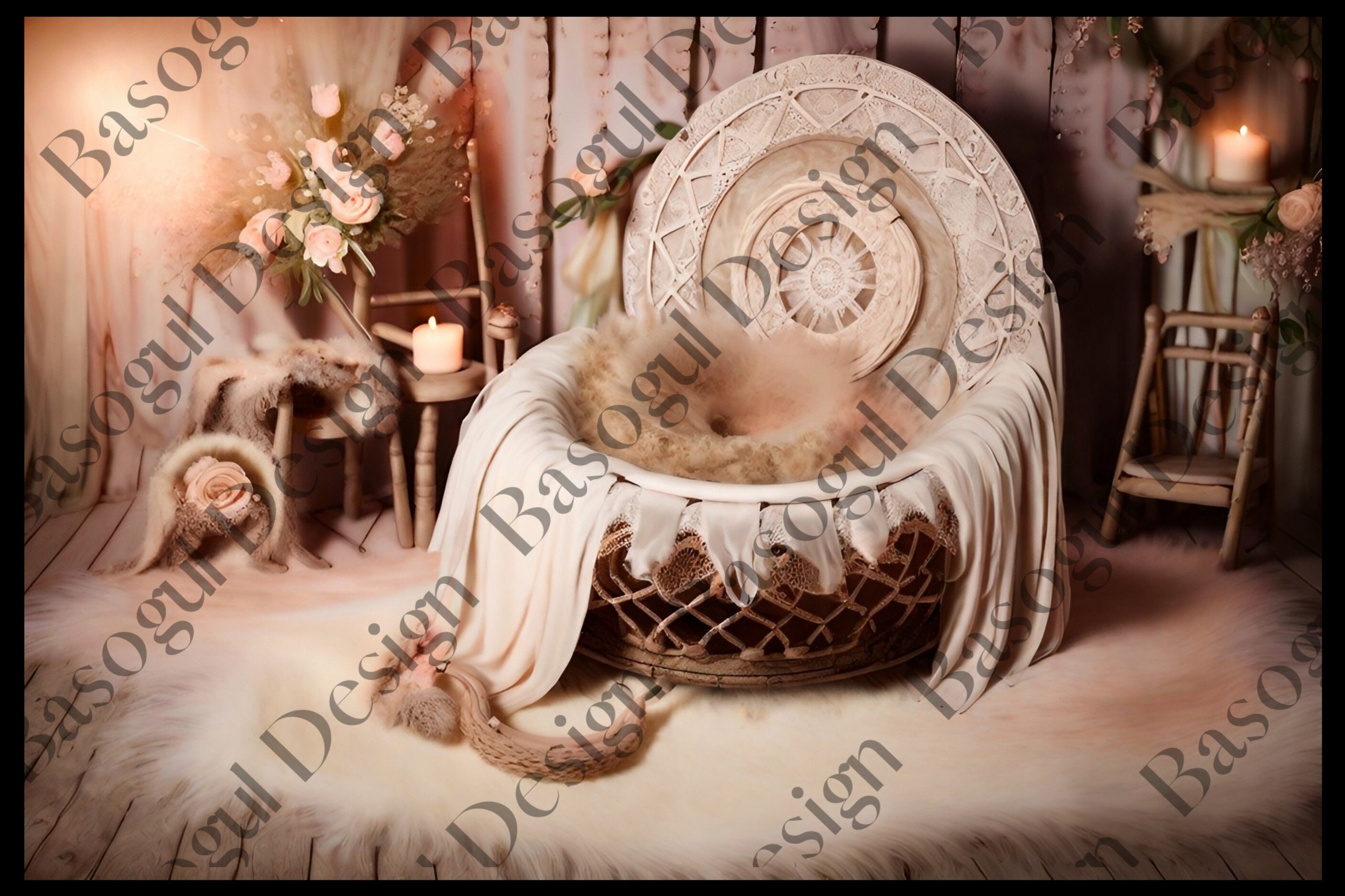 Boho Newborn Digital Backdrop Boho Princess Bed Girl Boy - Etsy
