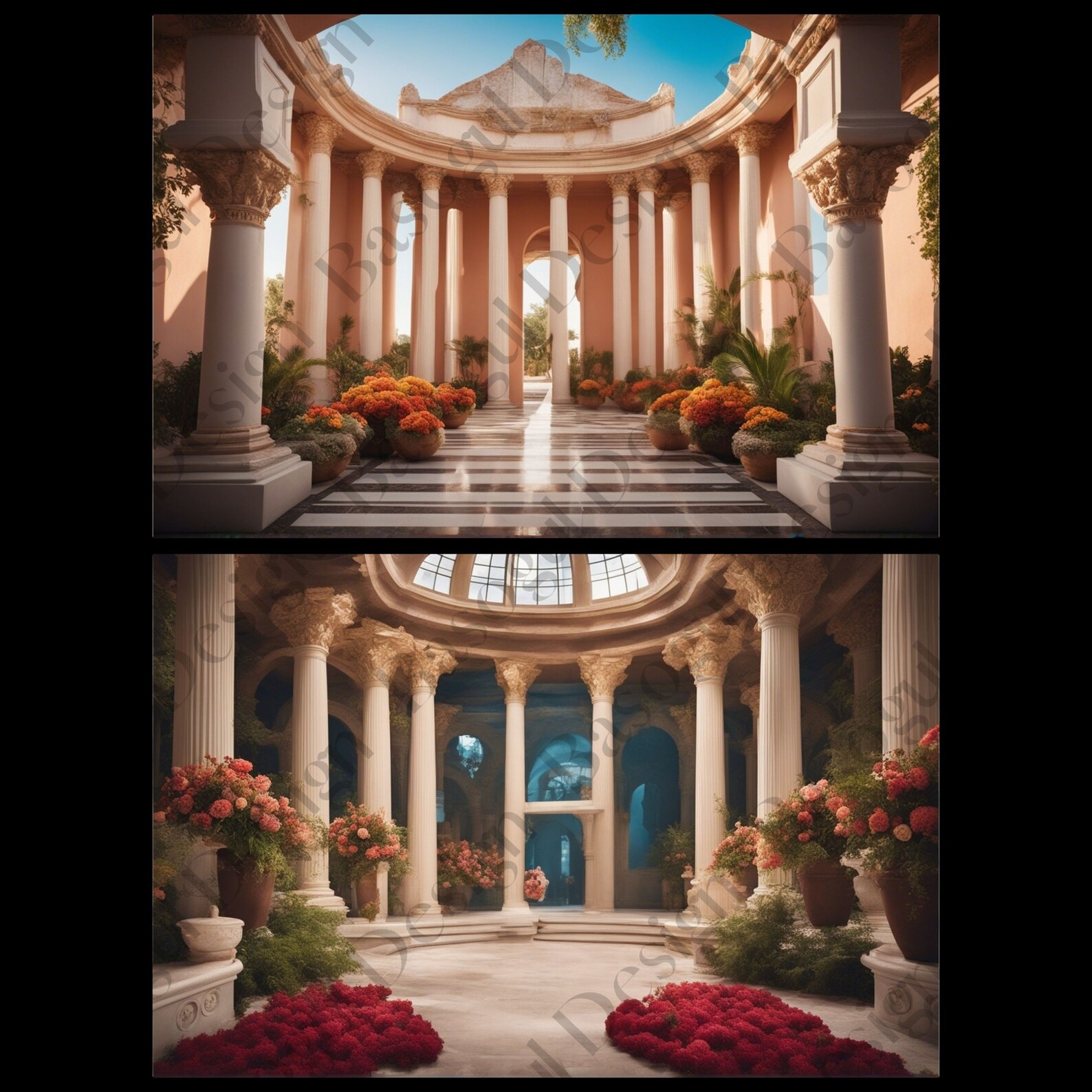 Temple Columns Wedding Digital Backdrop Photography Background Wedding ...