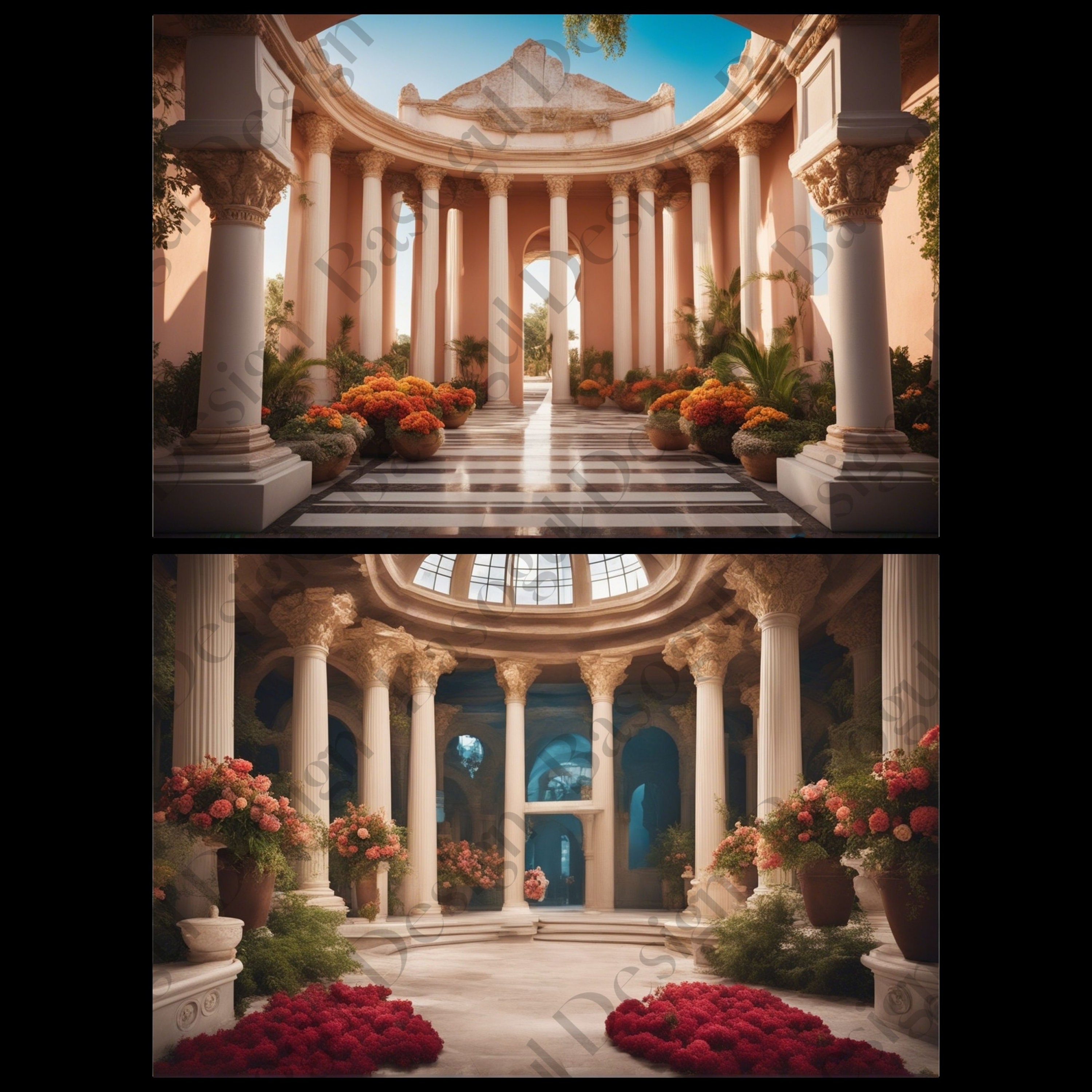 Temple Columns Wedding Digital Backdrop Photography Background Wedding ...