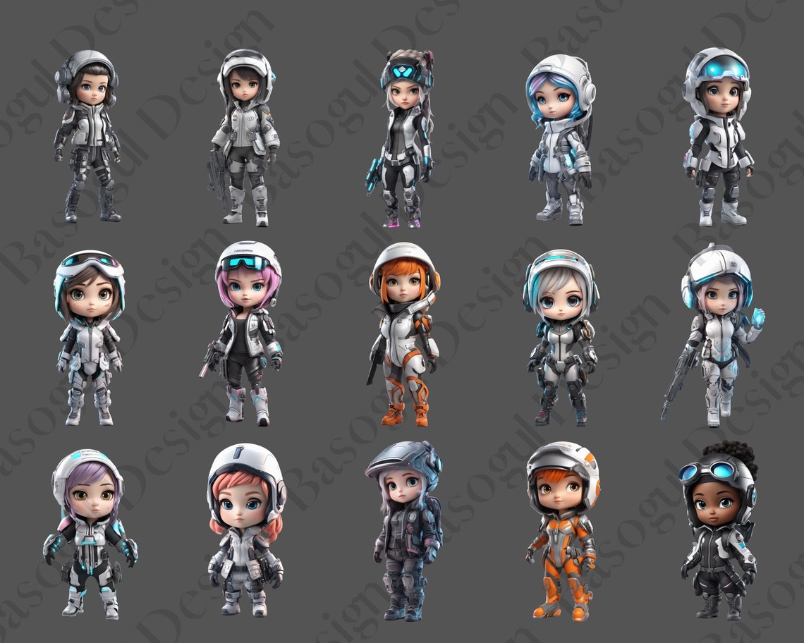 Chibi Cyberpunk Soldier Girl Clipart Png: chibi GIRL Clipart 3d Little ...