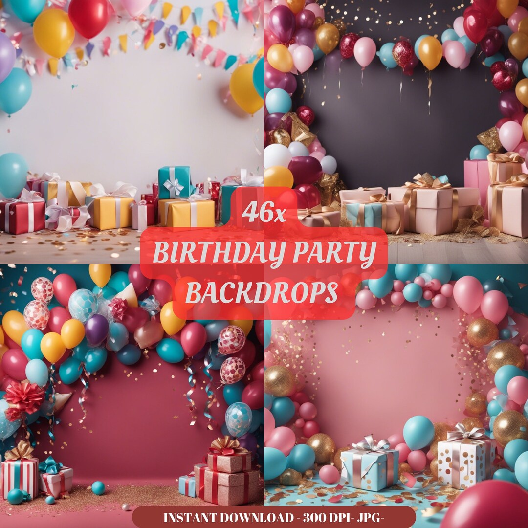 Birthday Party Digital Backdrop Photography Background Baby Kids ...