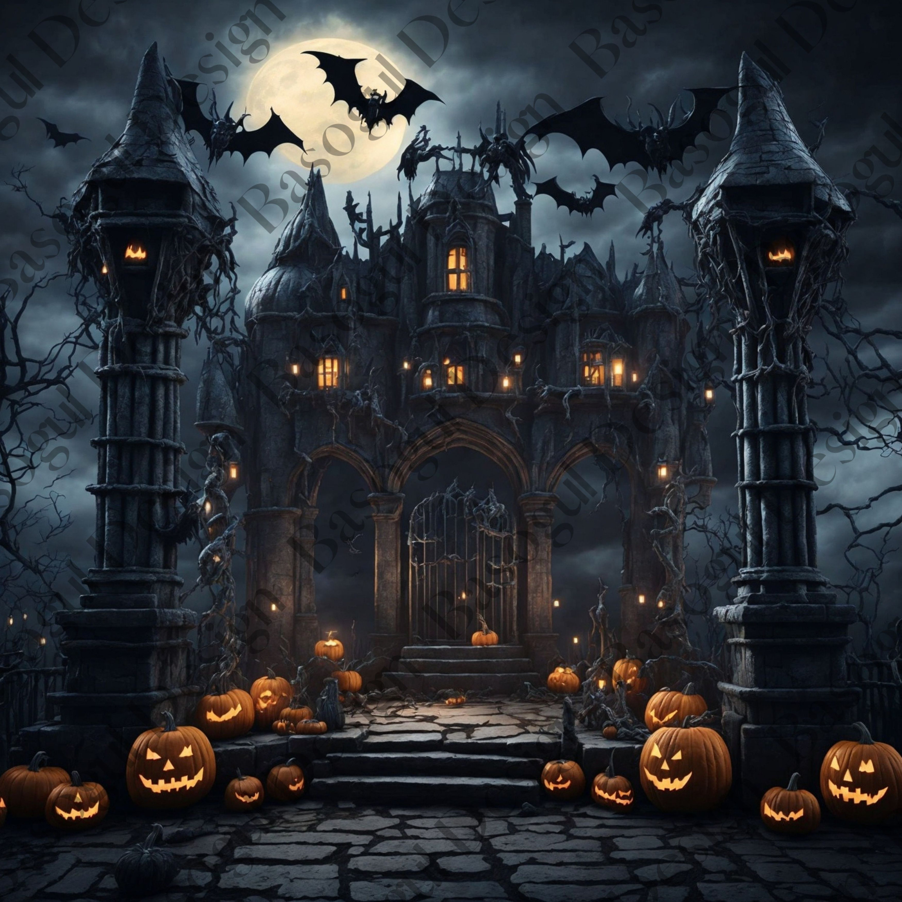 Halloween Gothic House Backdrop Party Decor Kids Toddler Child ...