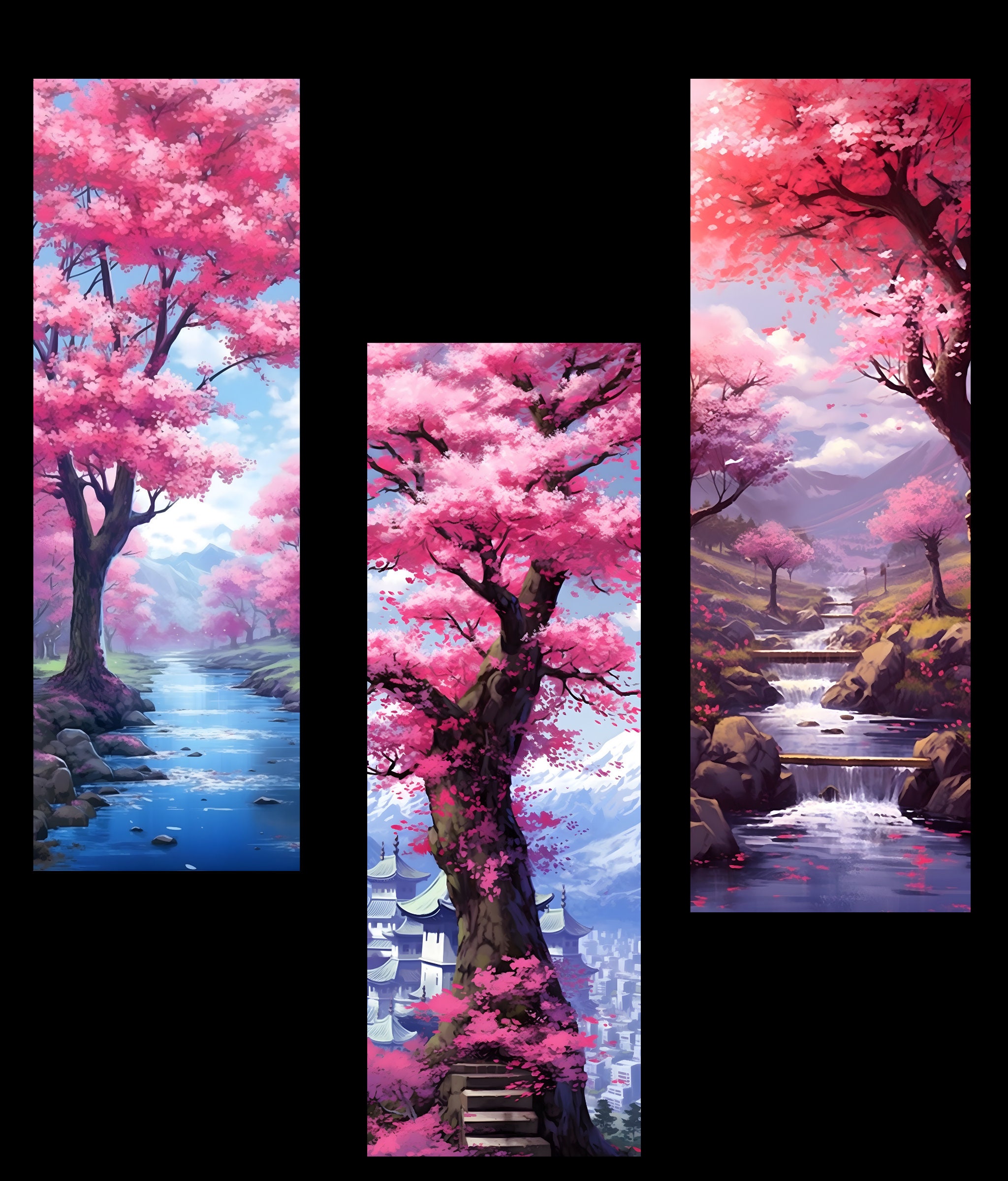 10x Sakura Blooming Season Landscapes Digital Bookmarks Floral - Etsy