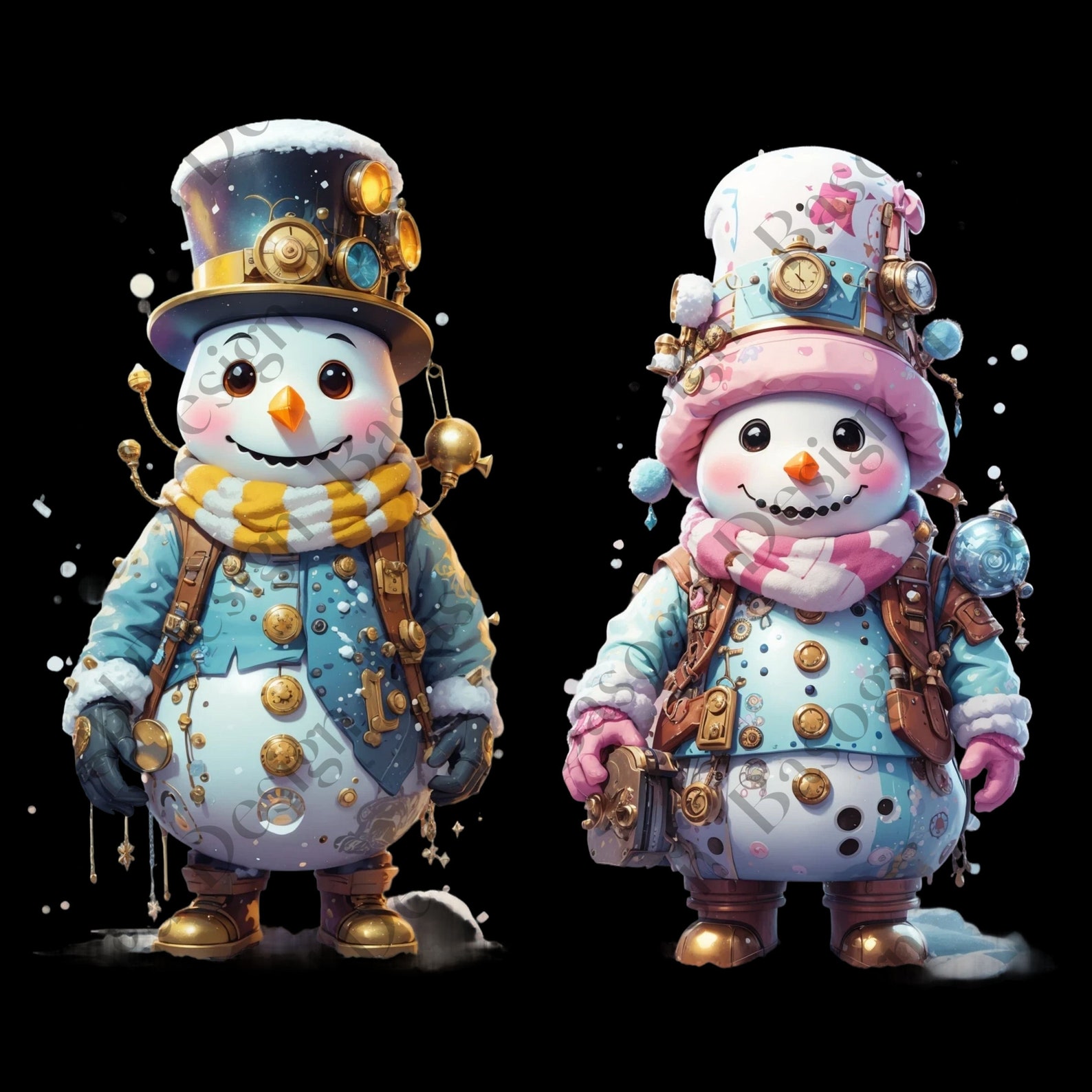 Steampunk Christmas Snowman Clipart Png 3d Chibi Snowman Clipart Cute ...