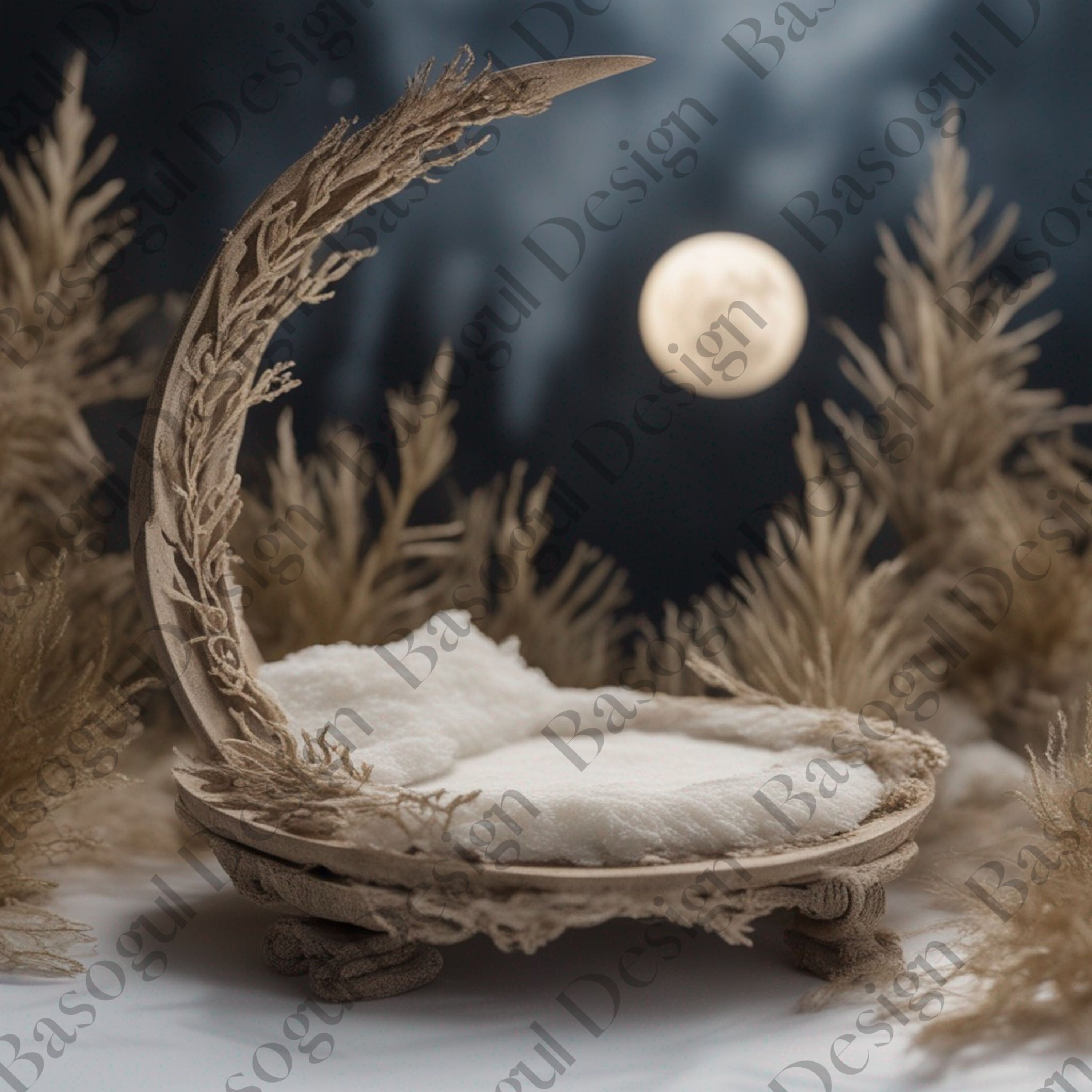 Moon Newborn Digital Backdrop Baby Boy Girl Crescent - Etsy