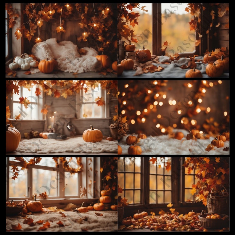 Autumn Baby Digital Backdrop Photography Background Pumpkin Fall Leaves ...