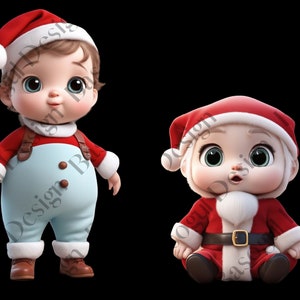 Chibi Baby Santa Clipart Png: "baby SANTA Clipart" 3d Little Girl Boy ...