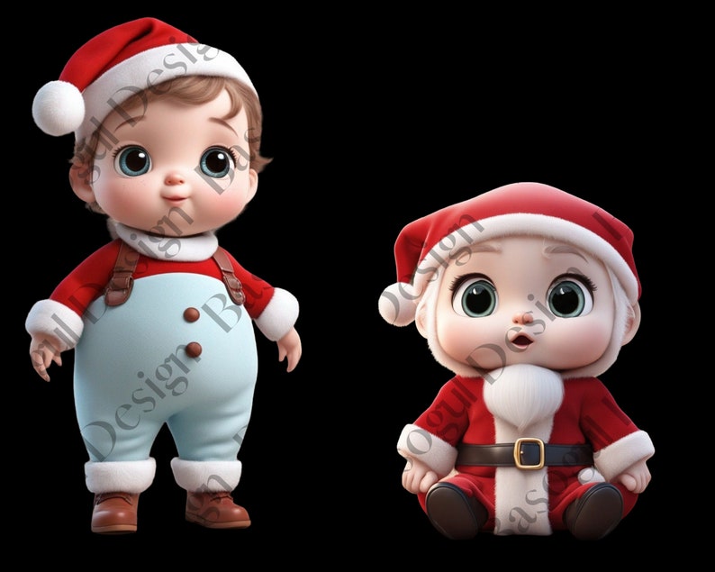 Chibi Baby Santa Clipart Png: baby SANTA Clipart 3d Little Girl Boy ...