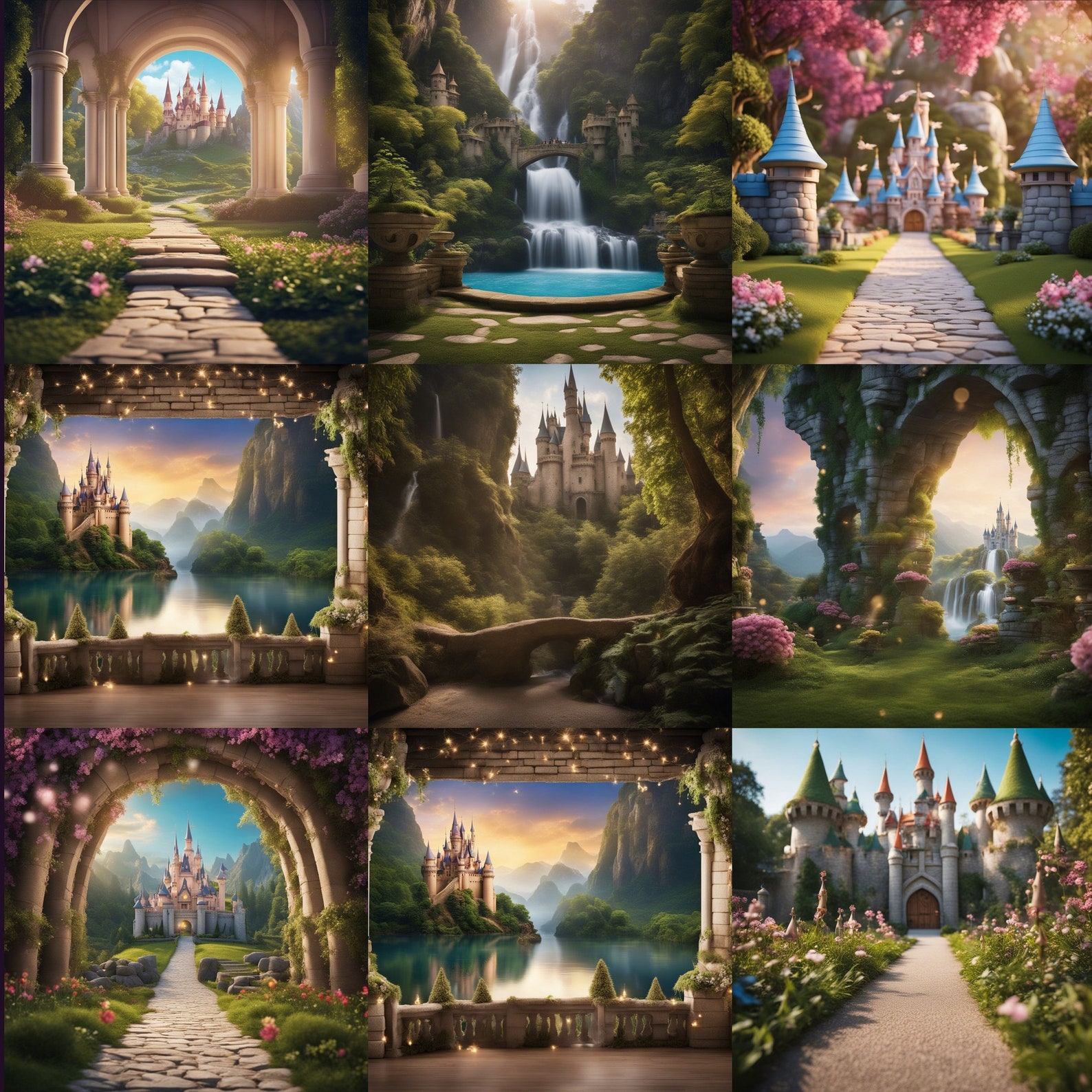 Princess Castle Backdrop Cinderella Palace Digital Background Portrait ...