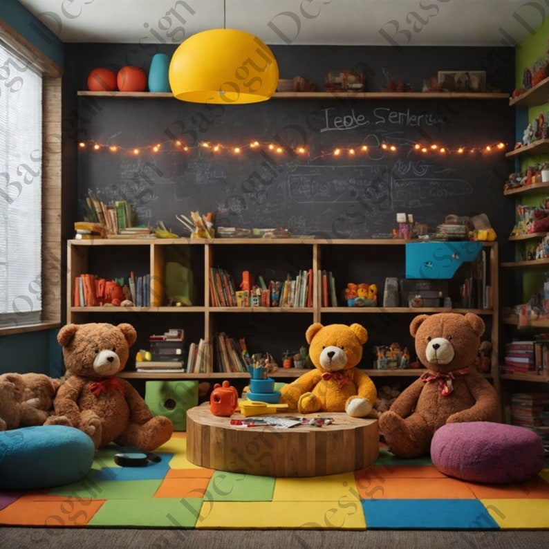 Back to School Digital Backdrop Teddy Bear, Composite Photography for ...