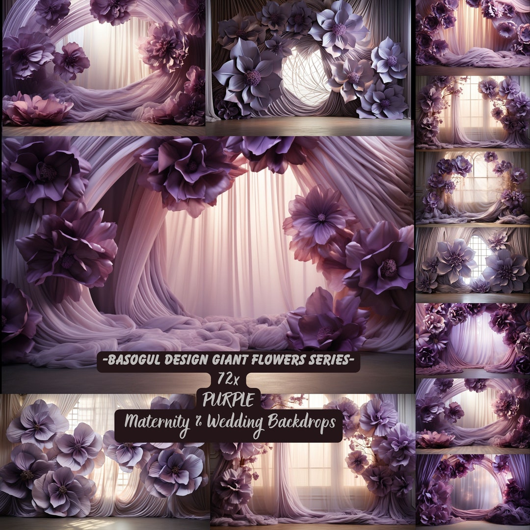 Purple Flowers Maternity Digital Backdrop Photography Background ...