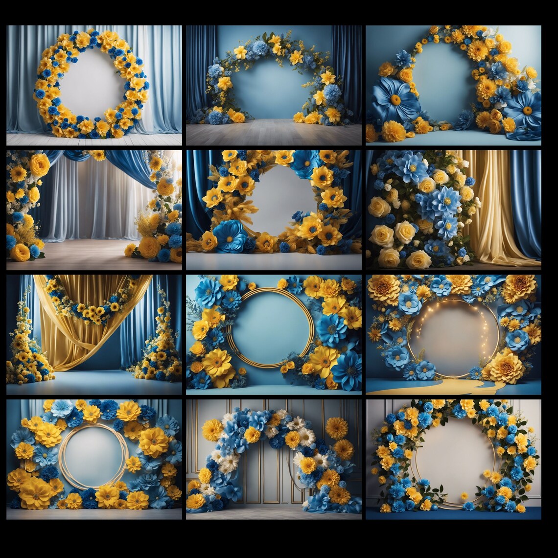 Blue Yellow Maternity Digital Backdrop Photography Background Wedding ...