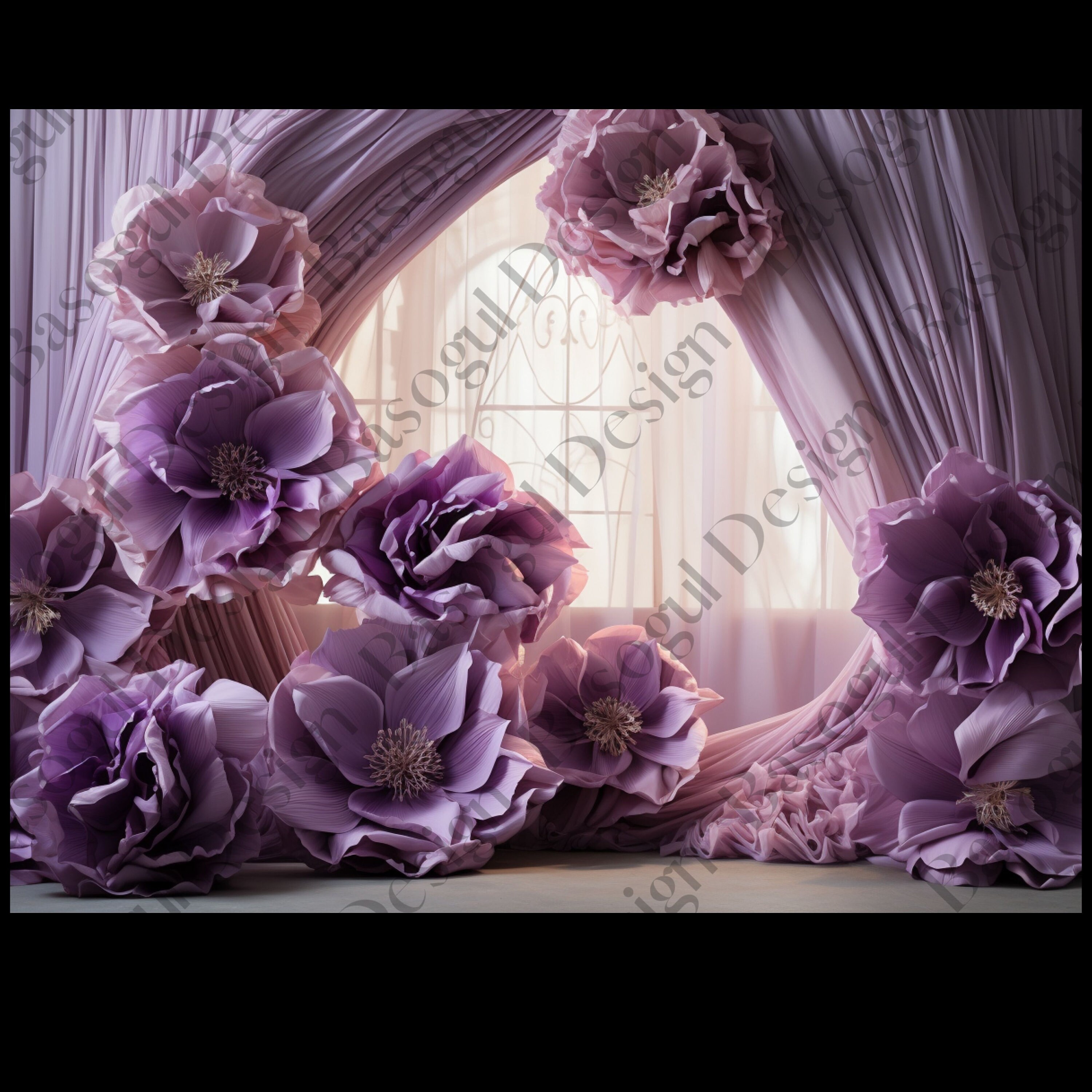 Purple Flowers Maternity Digital Backdrop Photography Background ...