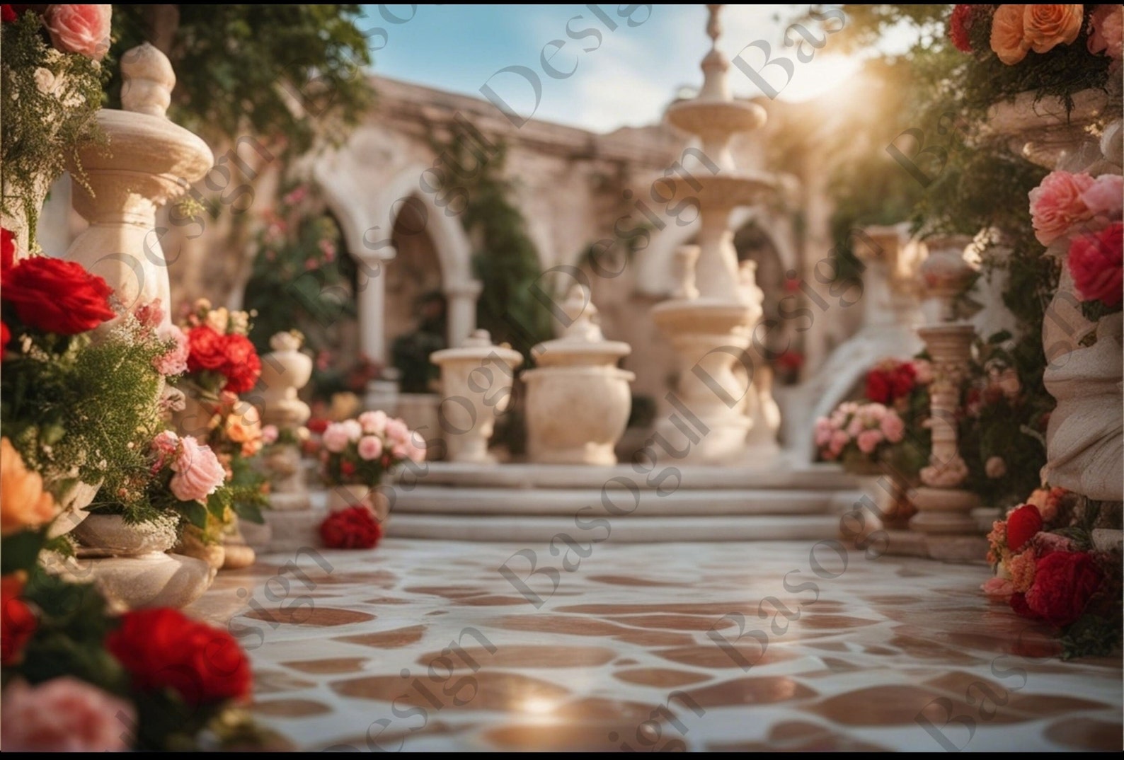 Fountain Baby Digital Backdrop Photography Background Ancient - Etsy