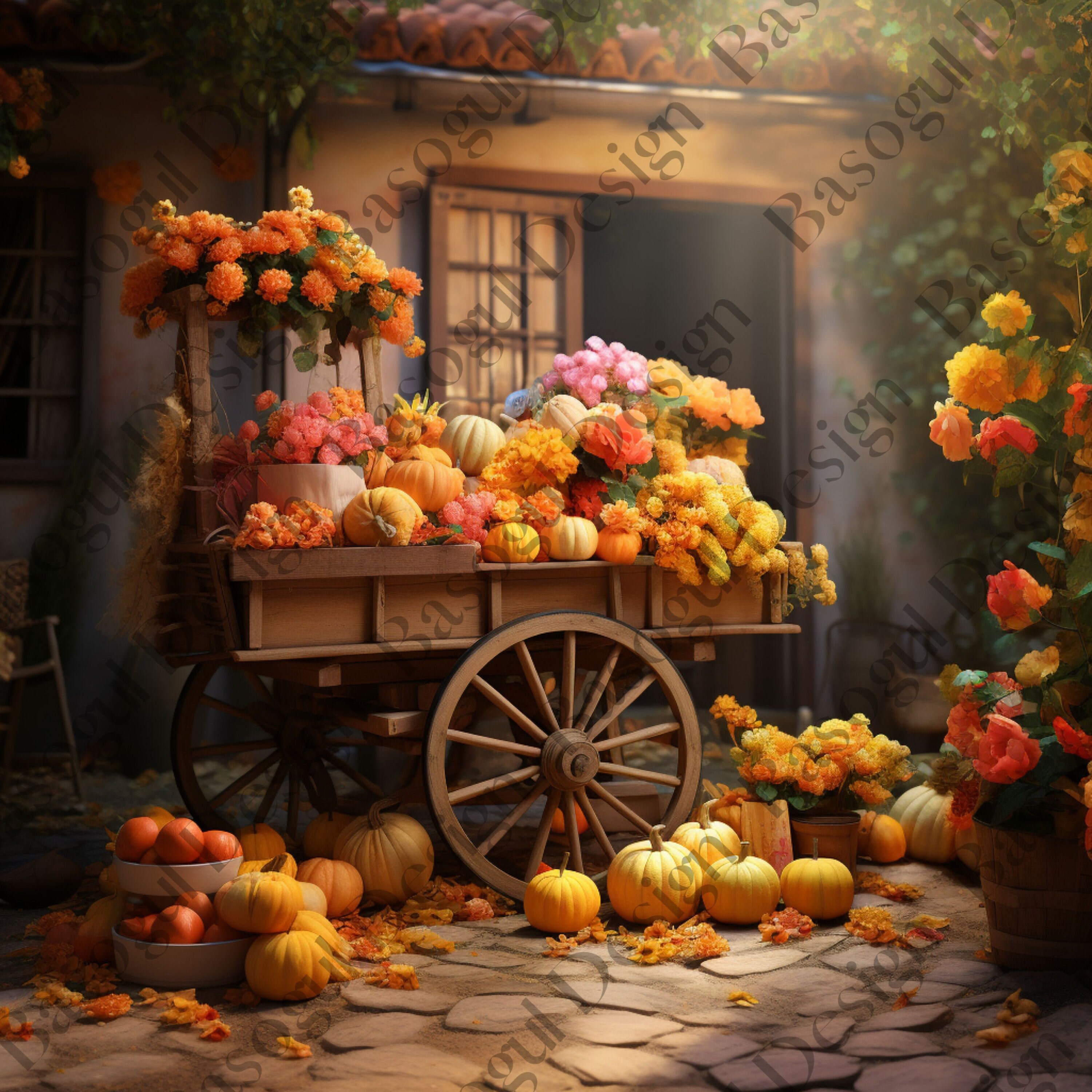 Harvest Wheelbarrow Backdrop: "autumn DIGITAL Backdrop" Autumn ...