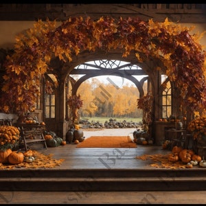 Rustic House Autumn Backdrop Photography Background Rustic House Fall ...