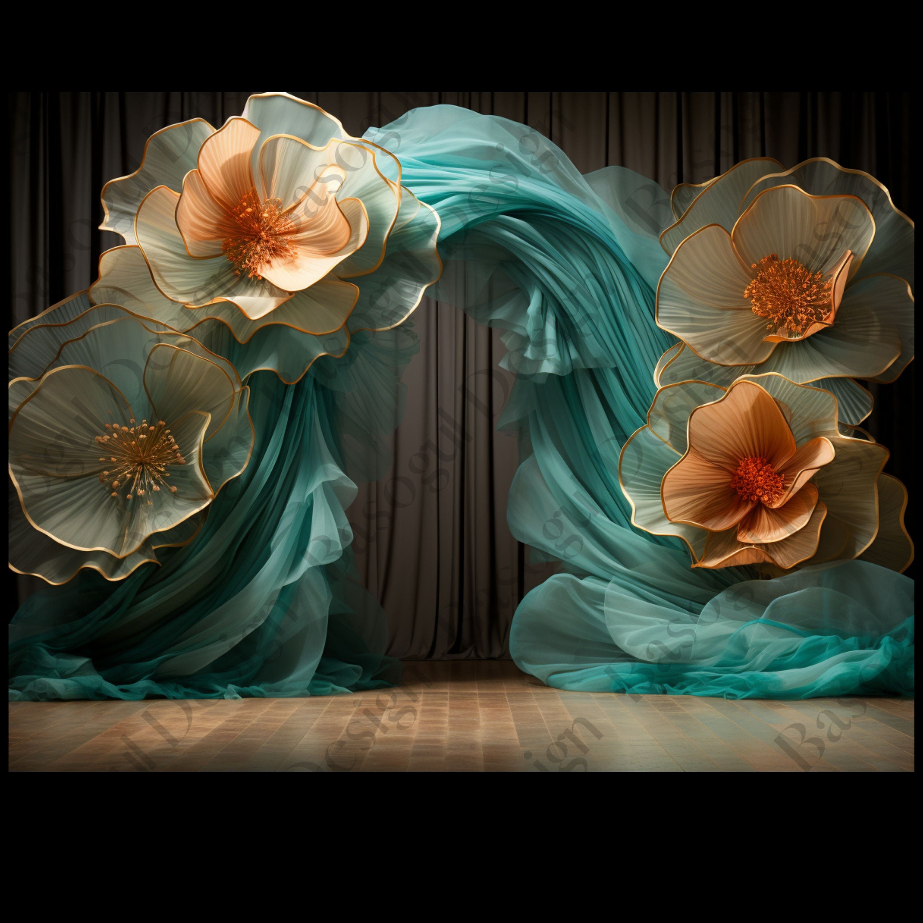 Teal Coral Maternity Digital Backdrop Photography Background Wedding ...