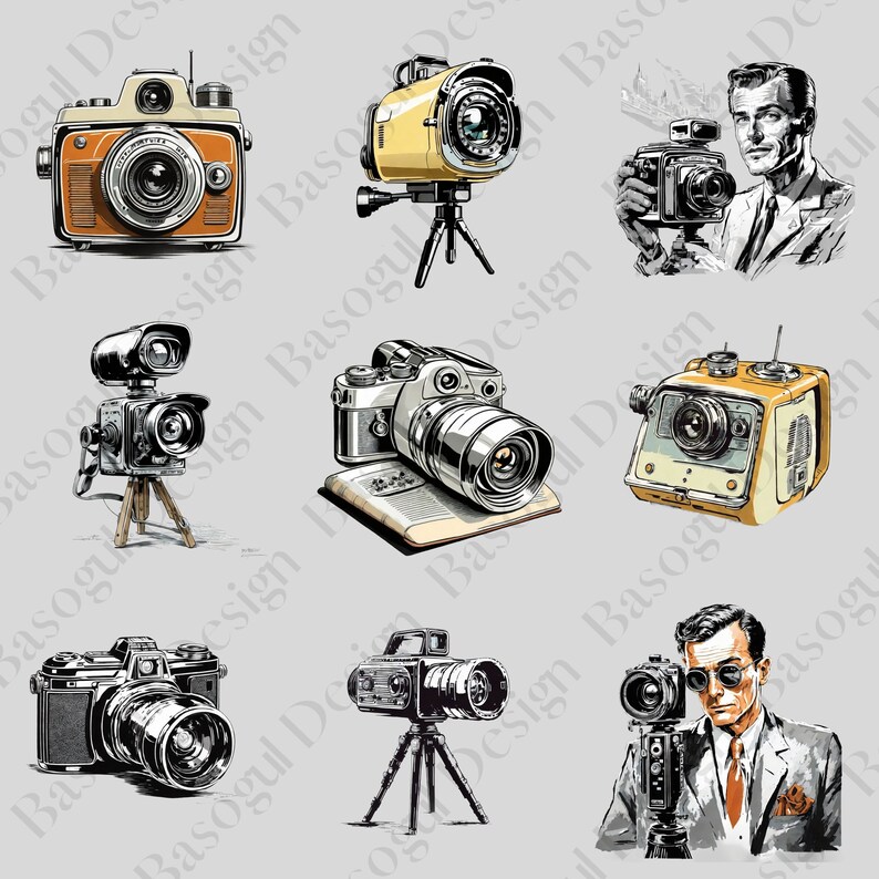 Retro Spy Camera Clipart Png 3d Photo Machine Clipart Vintage Bundle ...
