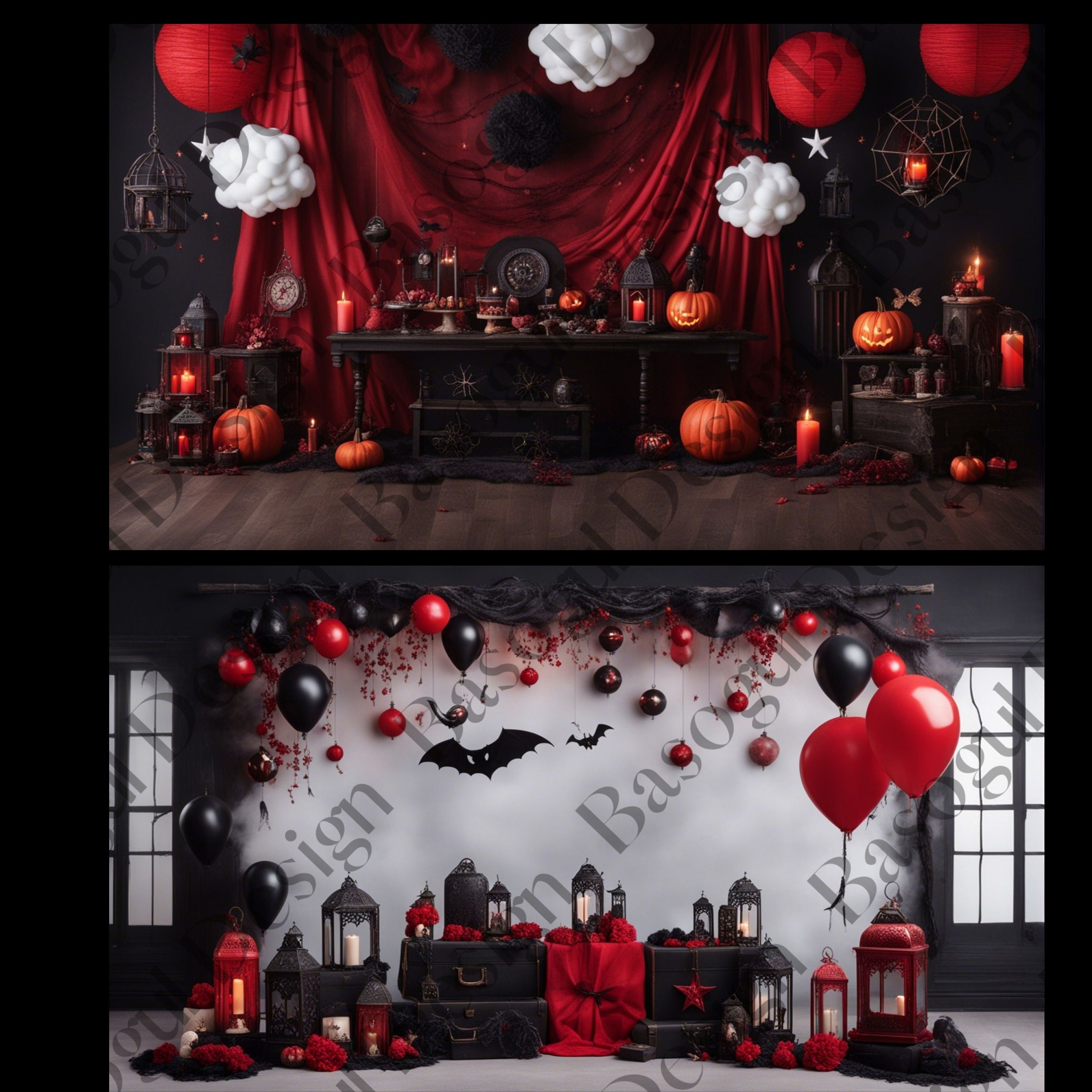 Halloween Backdrop Baby Photography Background Red Vampire Backdrop ...