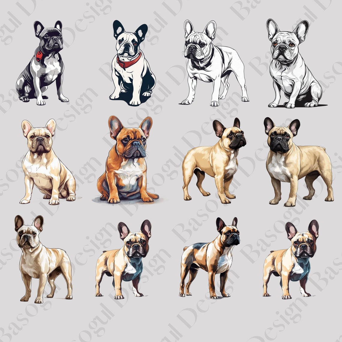 French Bulldog Clipart Png Dog Clipart Printable French - Etsy