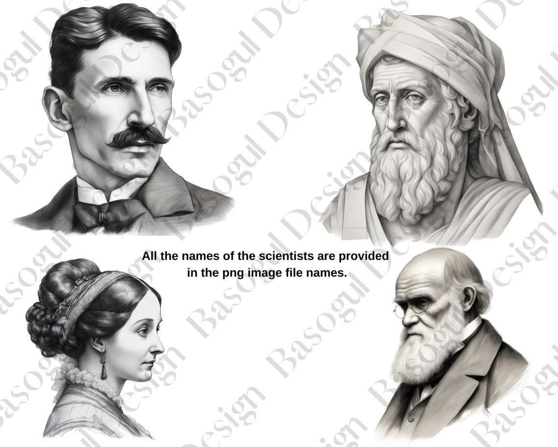 Famous Scientists Clipart Png Educational Clipart Black White ...