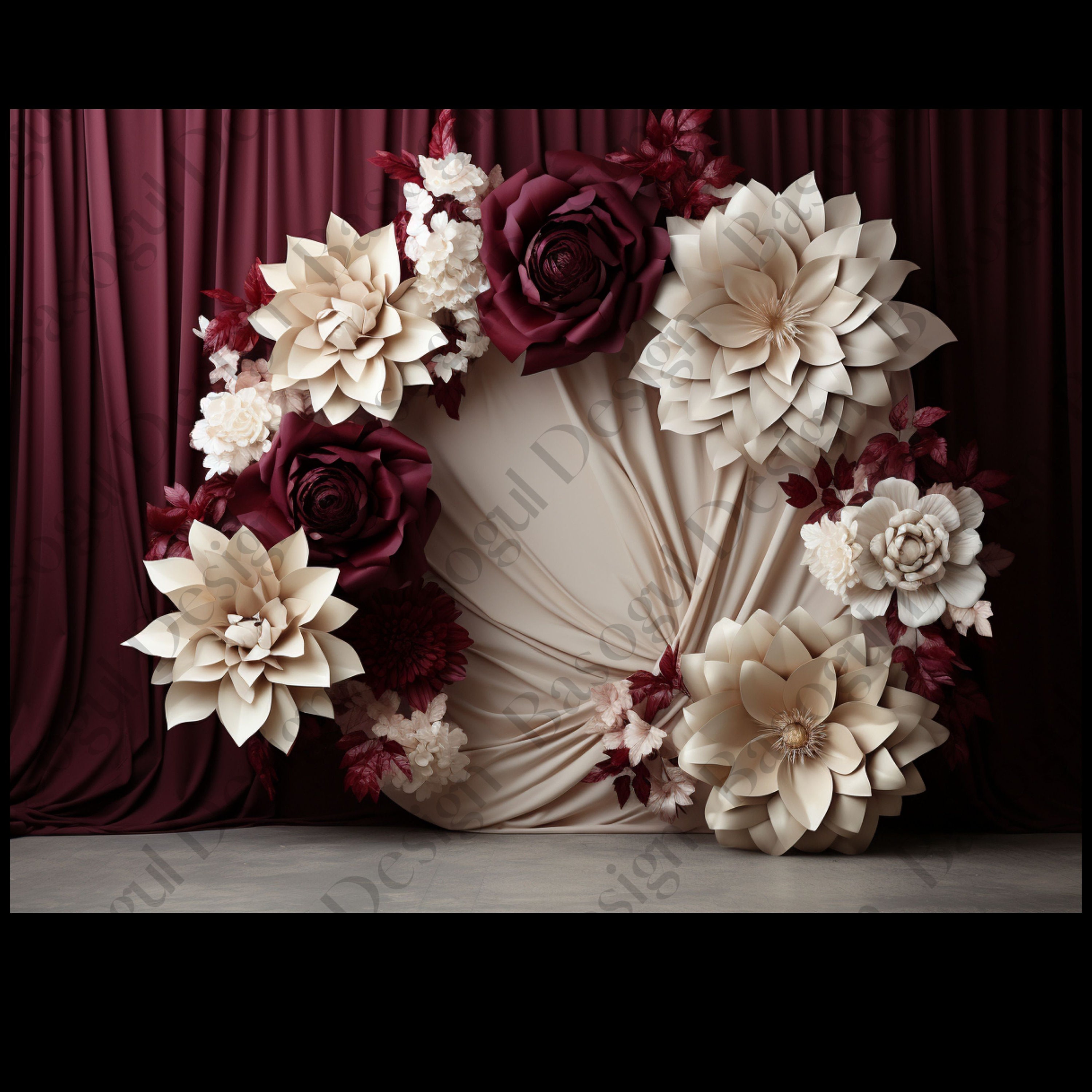 Maroon Cream Maternity Digital Backdrop Photography Background Wedding ...