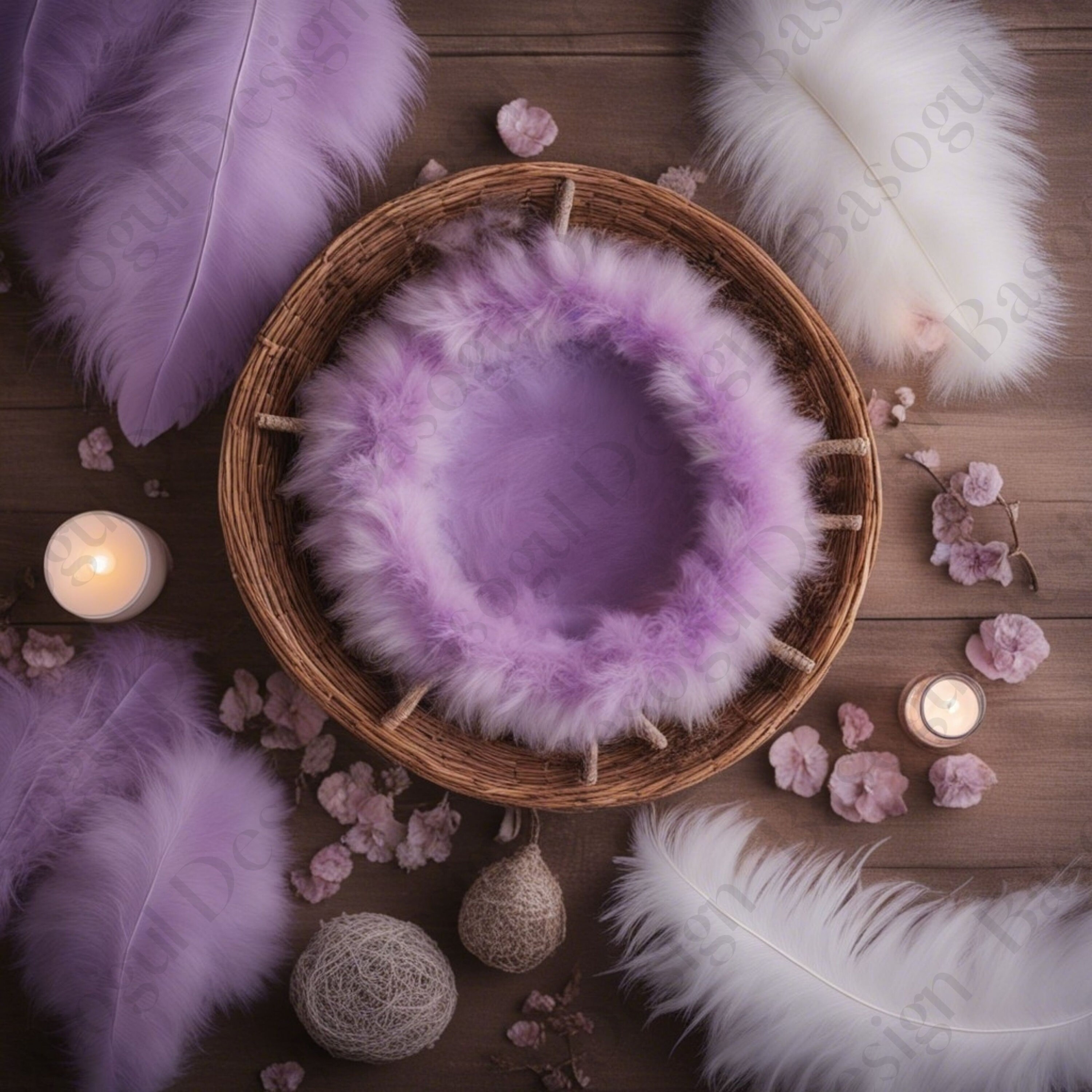 Purple Feathers Newborn Digital Backdrop Photography Background Newborn ...