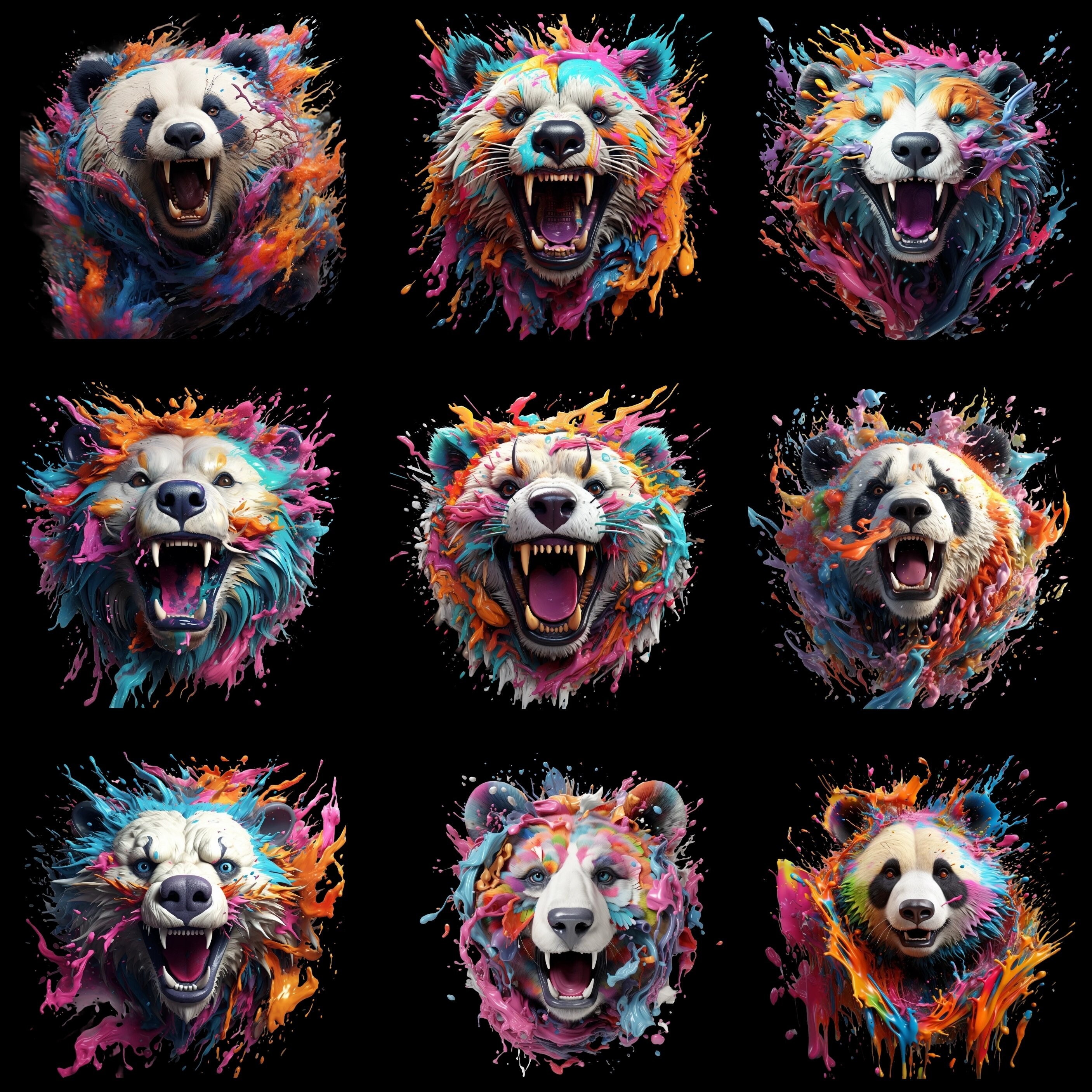 Psychedelic Panda Clipart Png: printable PANDA Clipart Angry Panda ...