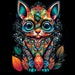 Cat Clipart Mexican Art, Cat Drawing Clipart, Colorful Cat Clipart ...