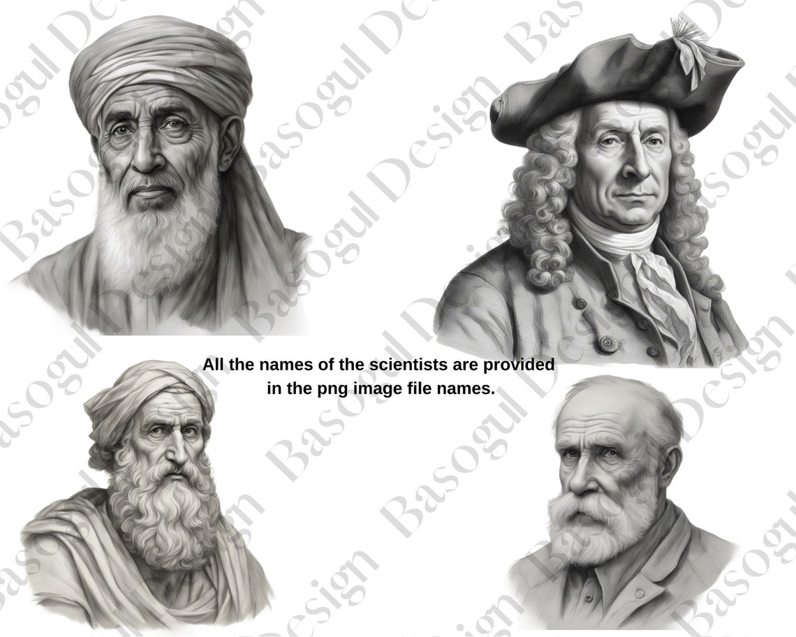 Famous Scientists Clipart Png Educational Clipart Black White ...